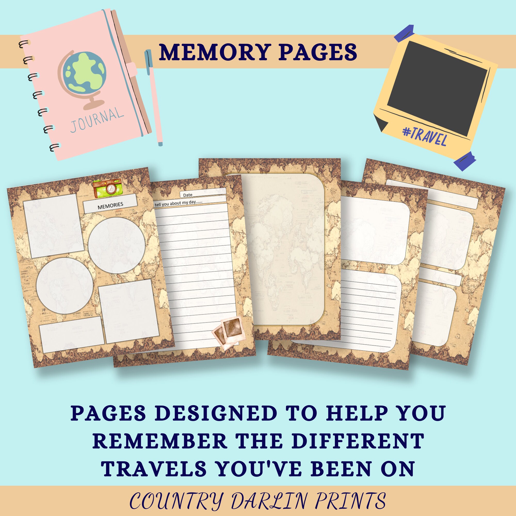 Where in the World Traveling Journal, Vintage Journal, Travel Template ...