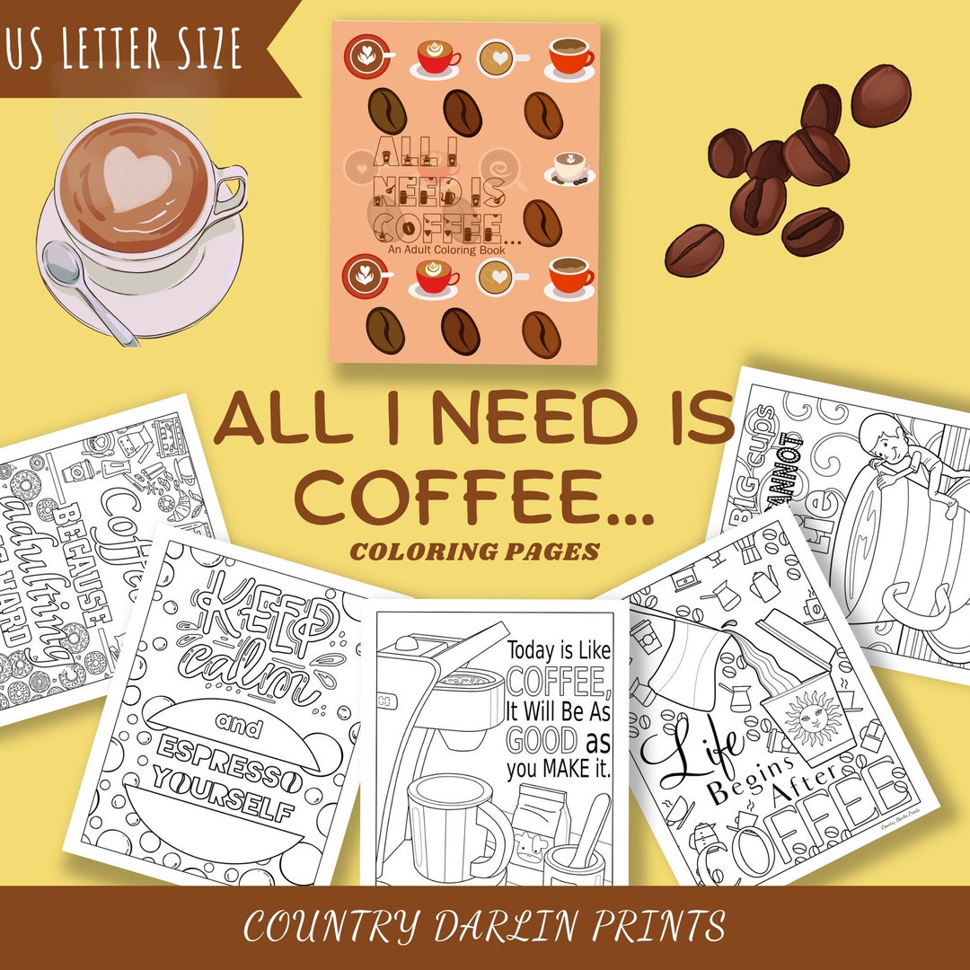Coffee Lovers Coloring Book PDF, Adult Coloring Pages, Coffee Lovers ...