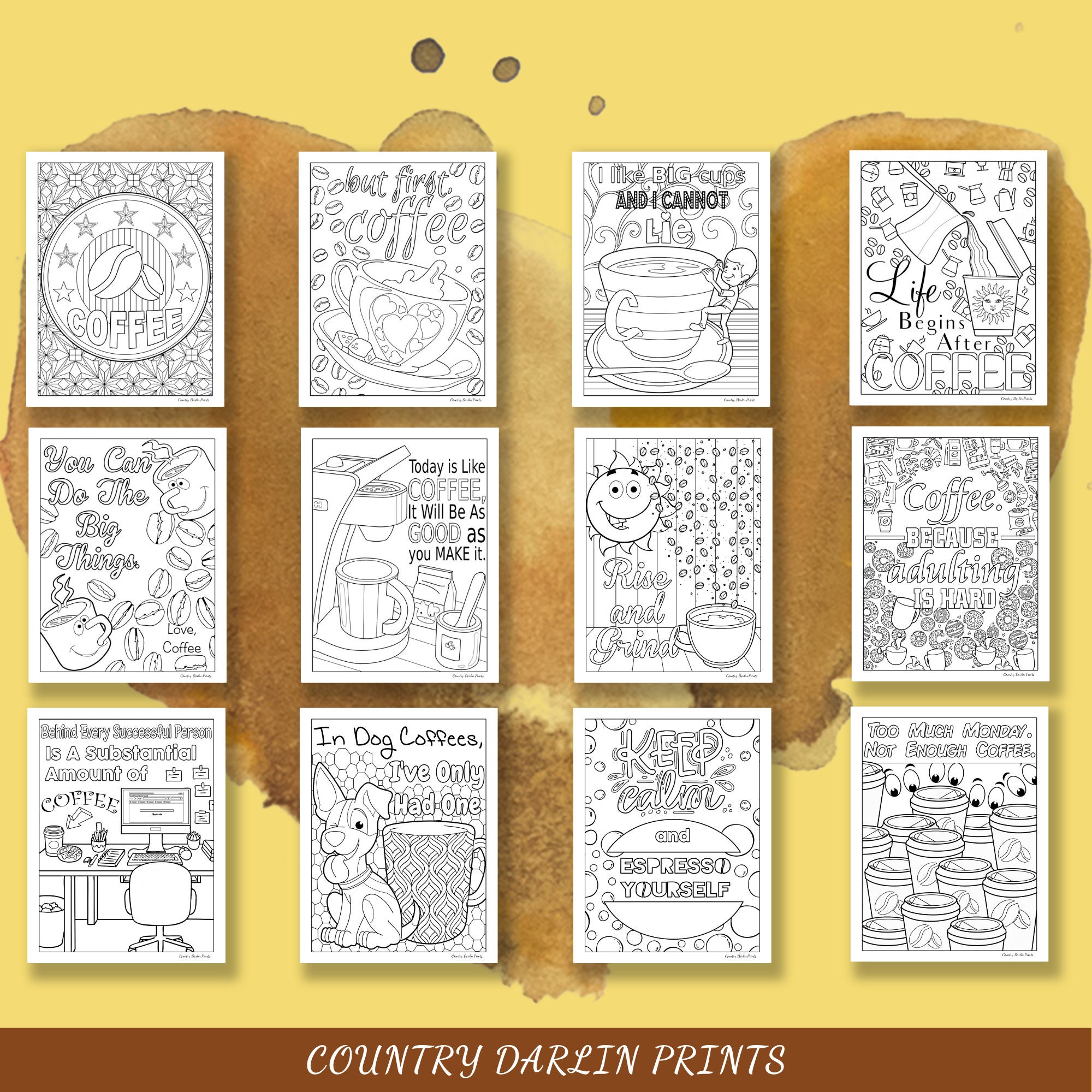 Coffee Lovers Coloring Book PDF, Adult Coloring Pages, Coffee Lovers ...