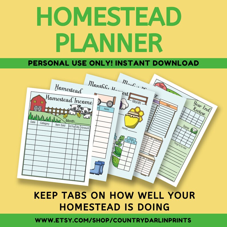 Homesteading Planner, Inventory Tracker, Instant Download Planner ...