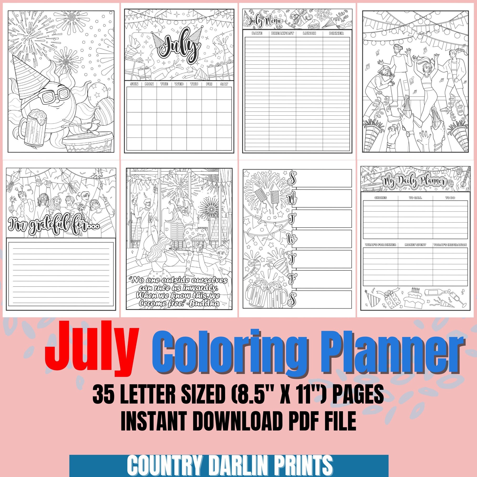 July Planner | July Printable Calendar | July Printables | July ...