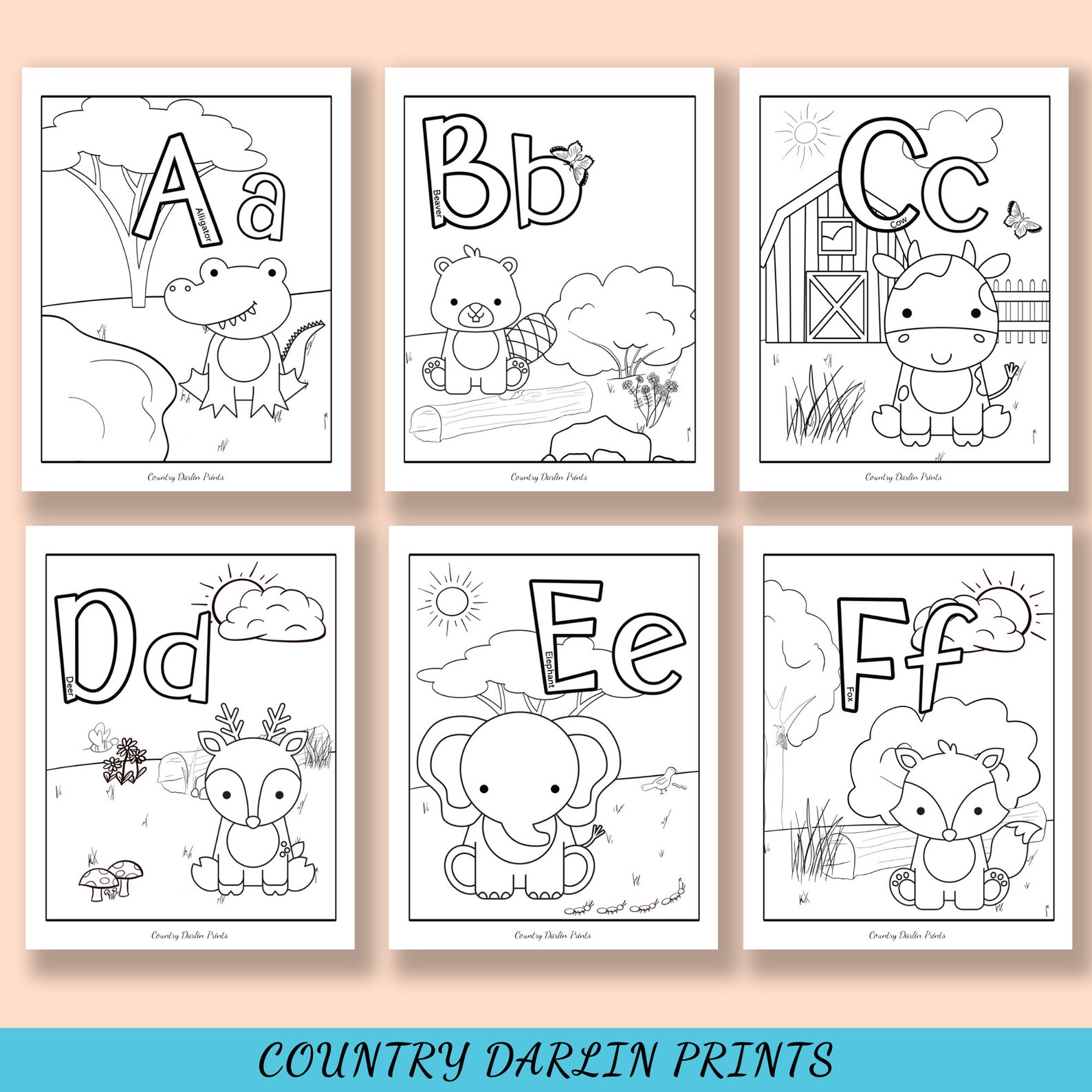 Alphabet Coloring Book, Printable ABC, Kids Activity Book, Coloring ...