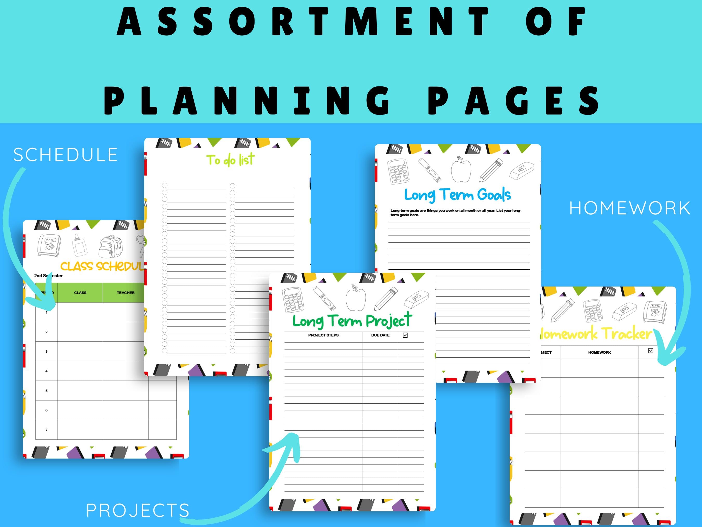 Student Printable Planner, 20242025 School Planner, Assignment Tracker ...