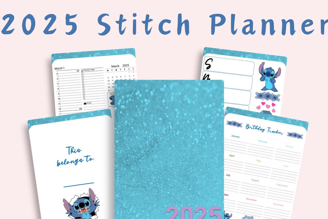 2025 Stitch Printable Planner, Blue Alien Disney Planner, Lilo and ...