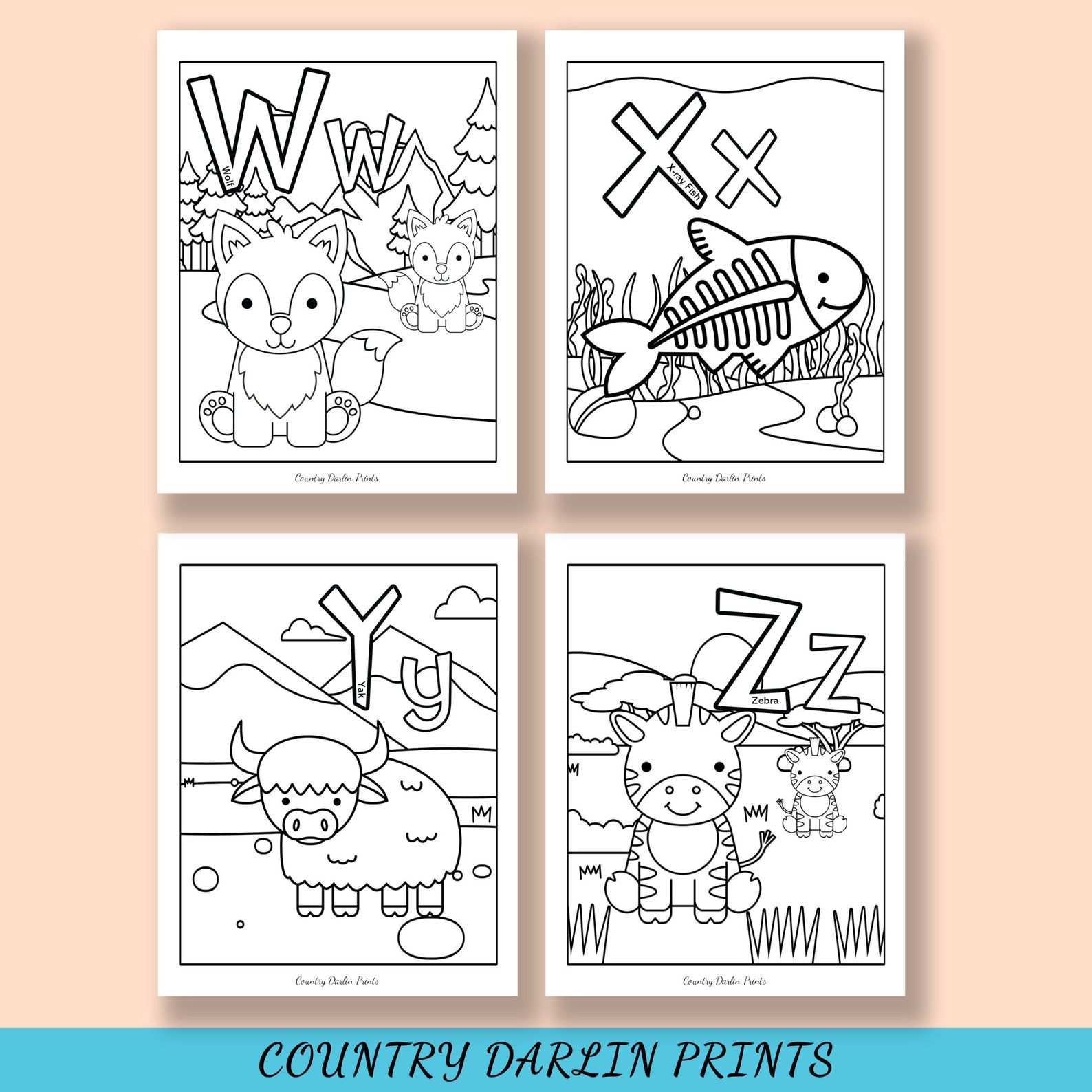 Alphabet Coloring Book, Printable ABC, Kids Activity Book, Coloring ...