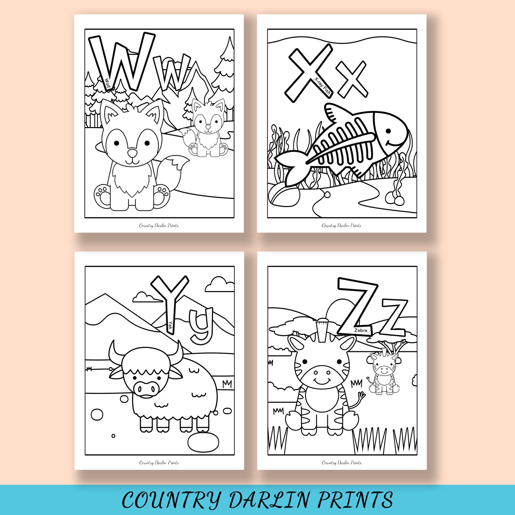 Alphabet Coloring Book, Printable ABC, Kids Activity Book, Coloring ...