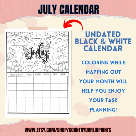 Printable Coloring Calendar July