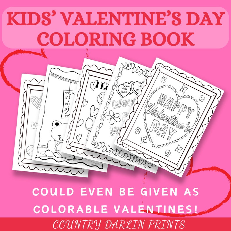 Kids Printable Valentines Coloring Book, Valentines Day, Printable ...
