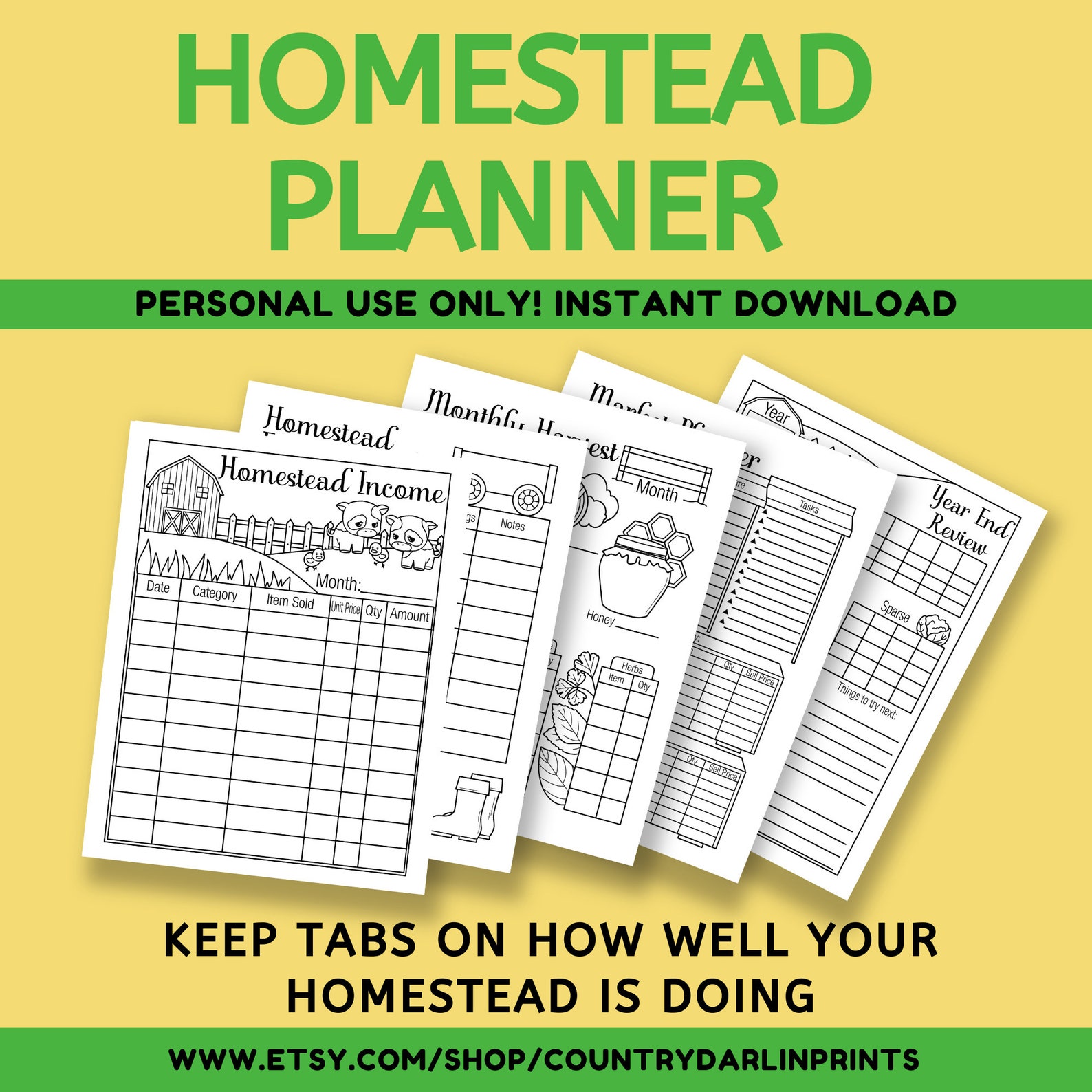 Homestead Planner Coloring Pages, Gardening Planner, Instant Download ...