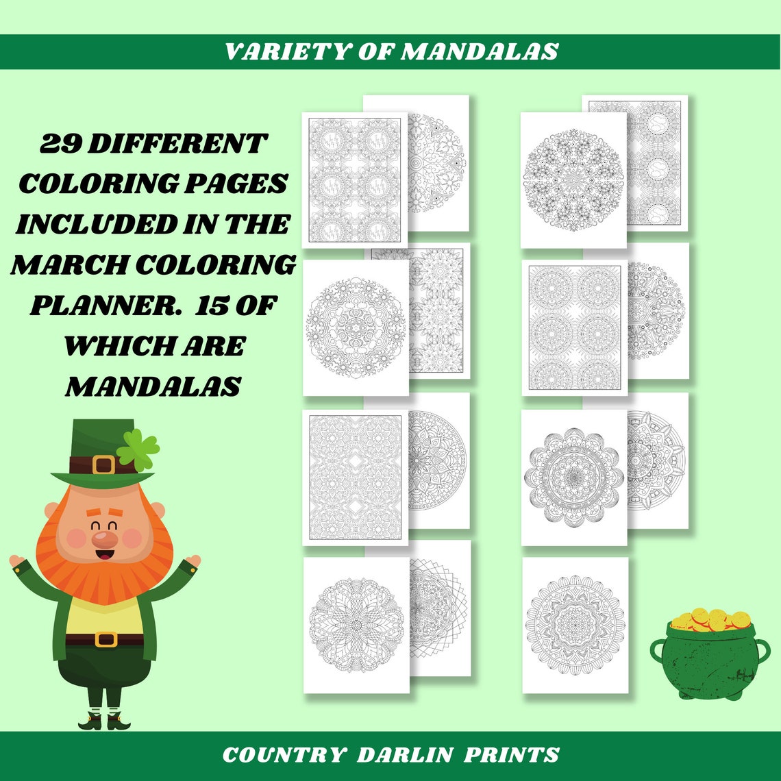 Coloring Planner March, Coloring for Adults, Illustrated Calendar ...