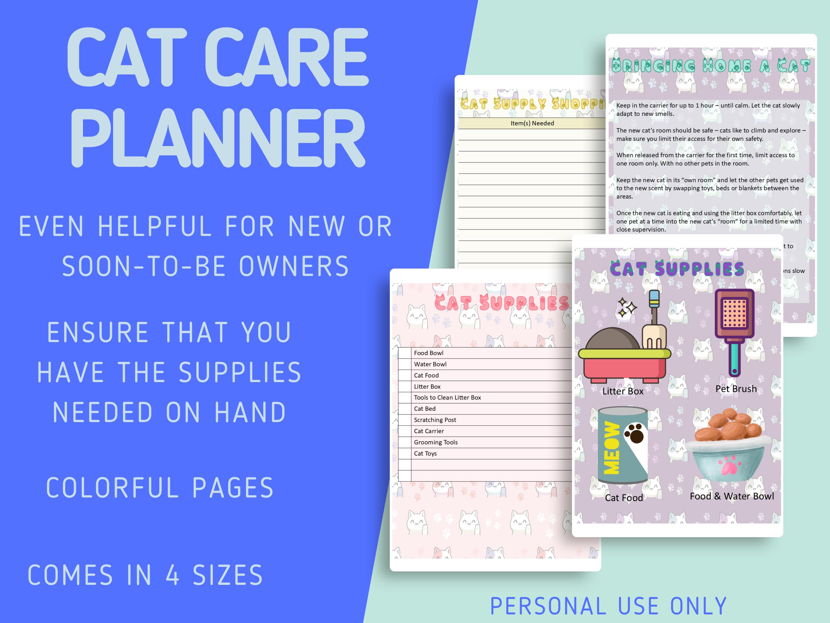 Cat Care Planner; Cat Food Tracker; Pet Care Organizer; Pet Health ...