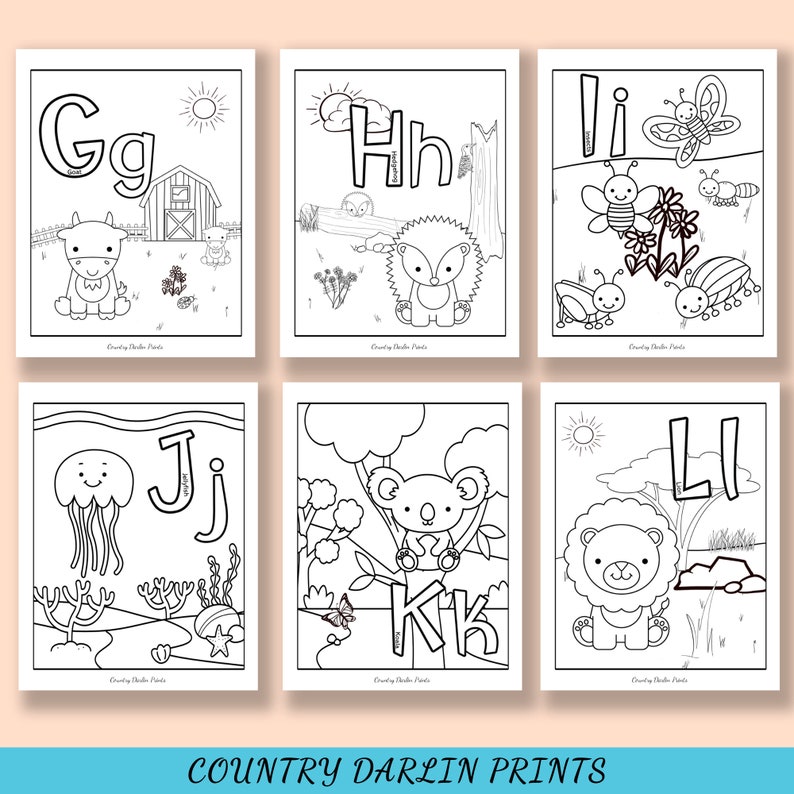 Alphabet Coloring Book, Printable ABC, Kids Activity Book, Coloring ...