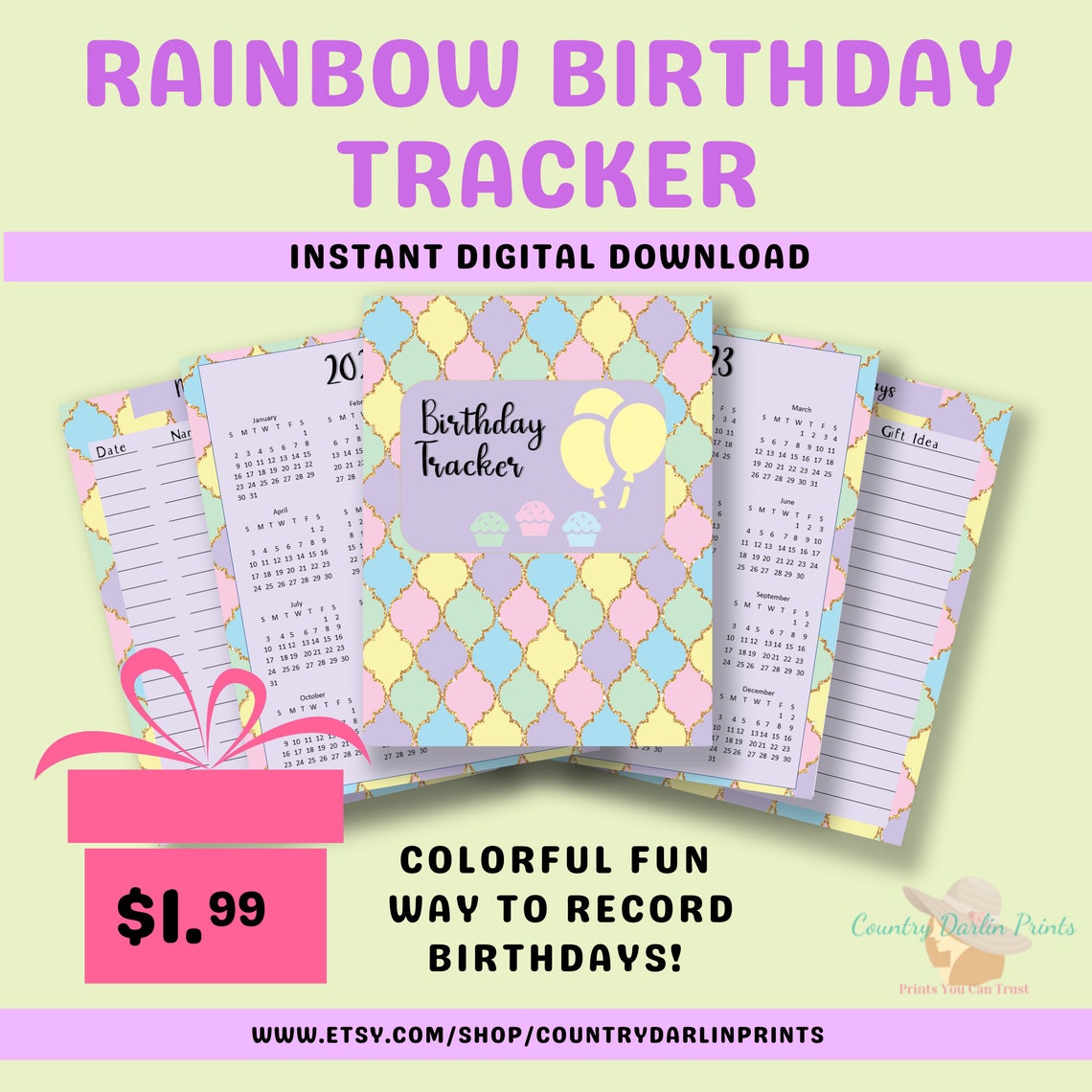 Birthday Tracker Printable Birthday Planner Printable Birthday Planner ...