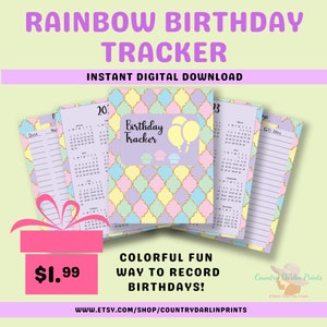 Birthday Tracker Printable | Birthday Planner Printable | Birthday ...