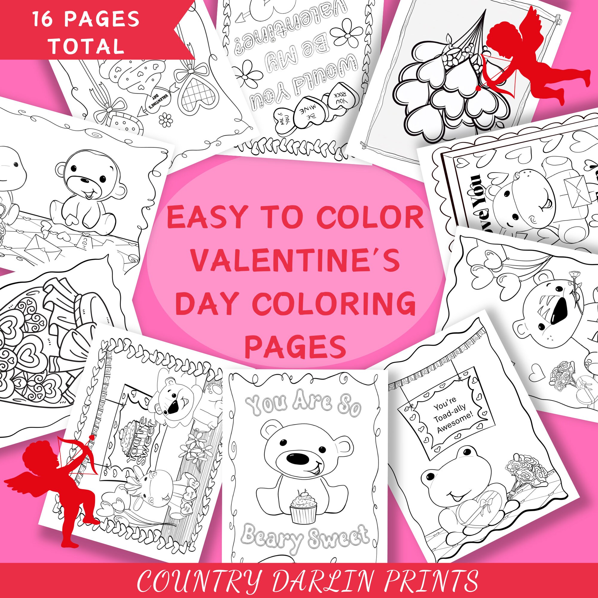 Kids Printable Valentines Coloring Book, Valentines Day, Printable ...