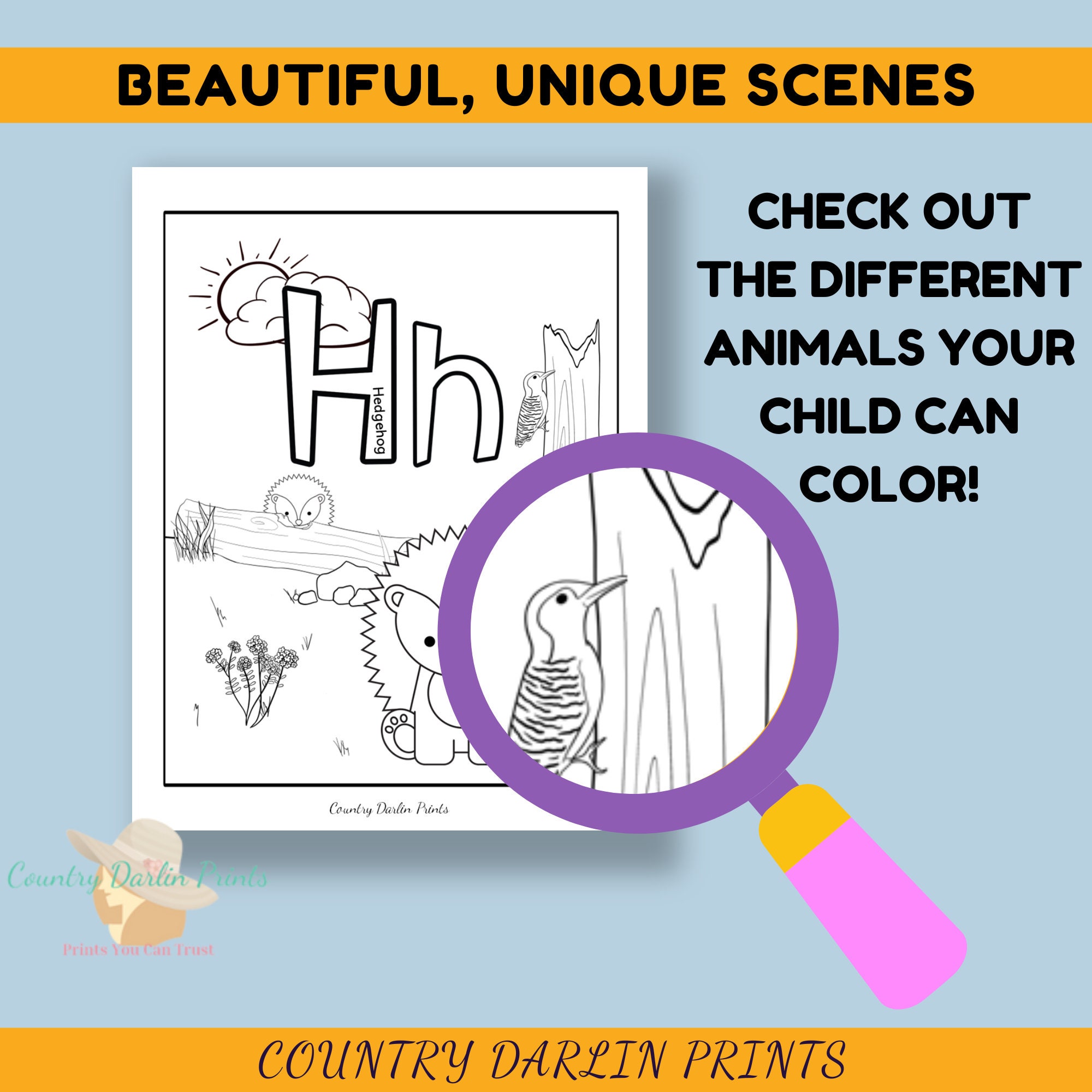 Personalized ABC Coloring Book, Kids Activity Book, Animal Coloring ...