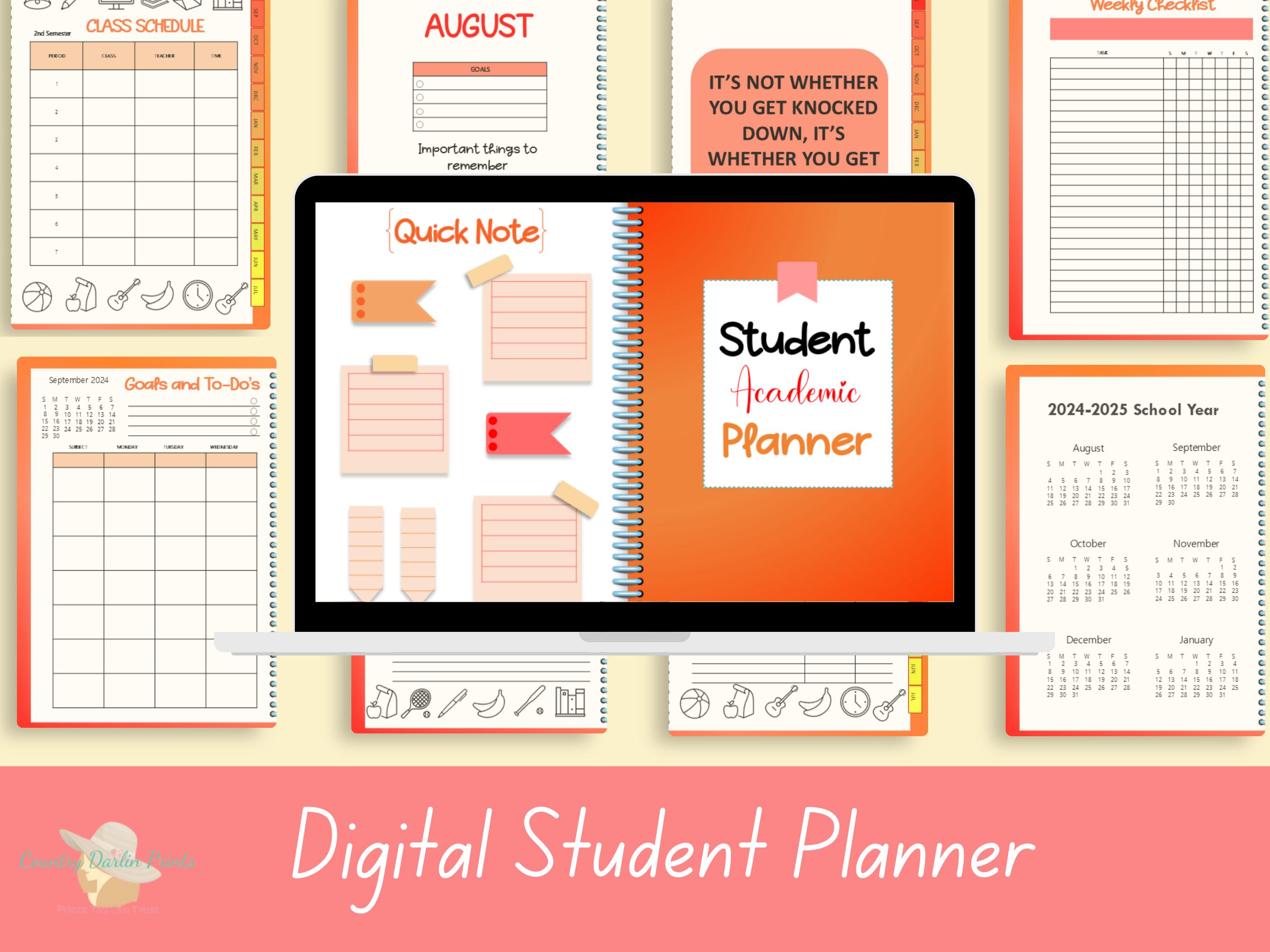 2024 2025 Digital Student Planner; Digital Planner for Good Notes ...