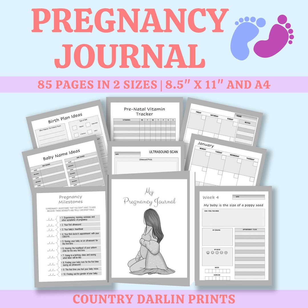 Minimalist Pregnancy Journal Printable, New Mom Gift, Memory Book ...