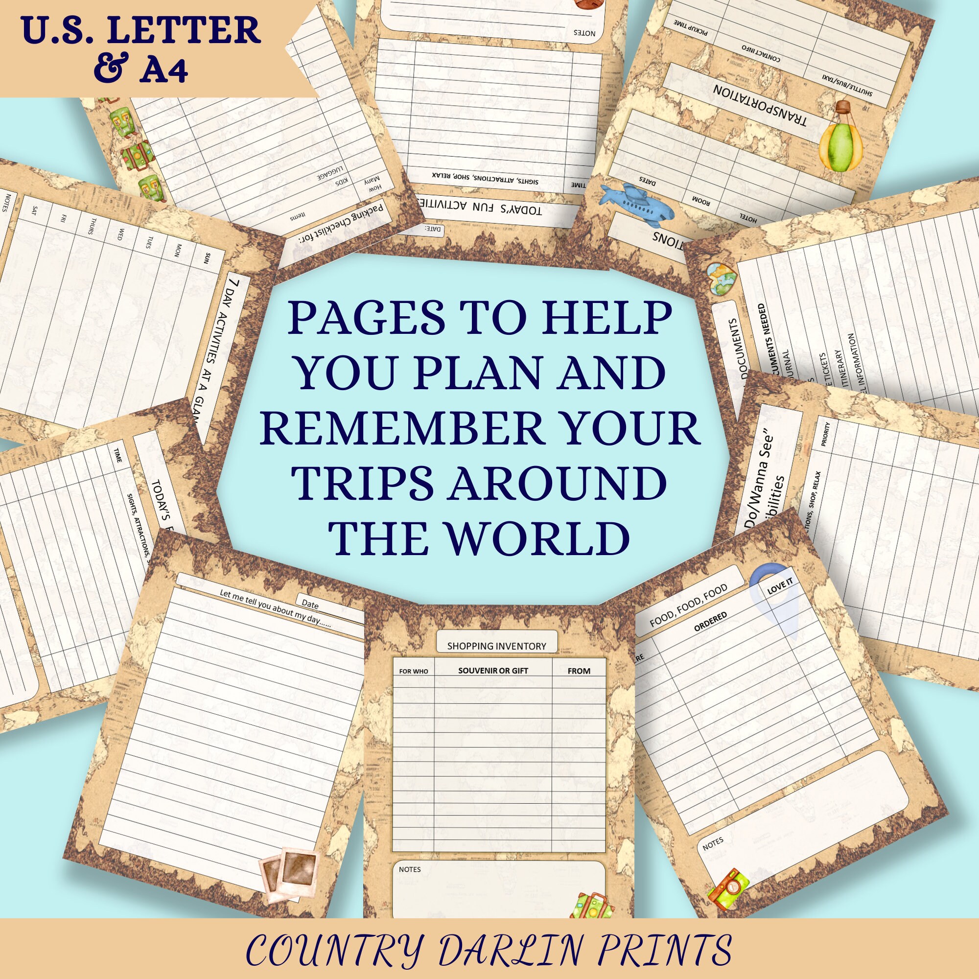 Where in the World Traveling Journal, Vintage Journal, Travel Template ...