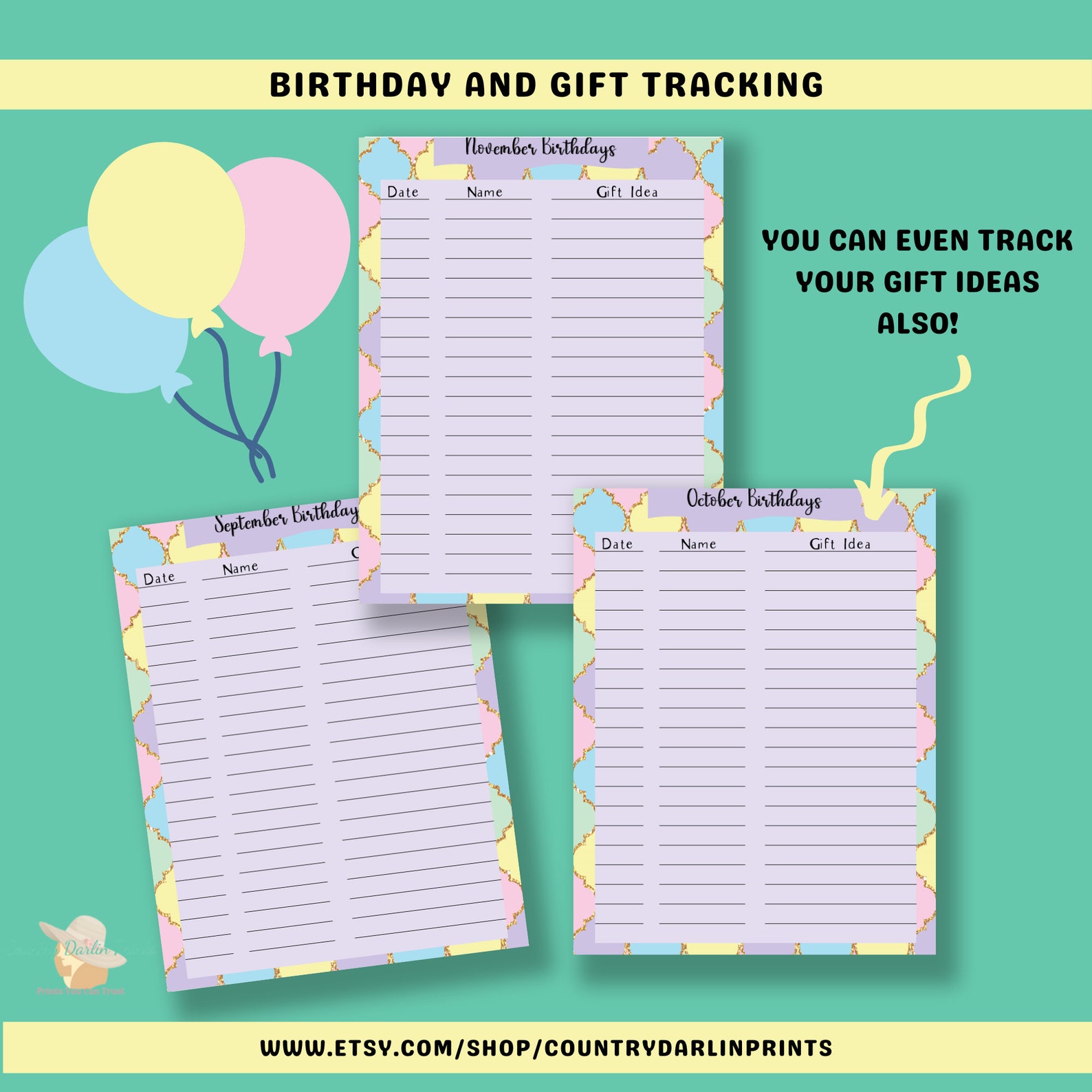 Birthday Tracker Printable | Birthday Planner Printable | Birthday ...