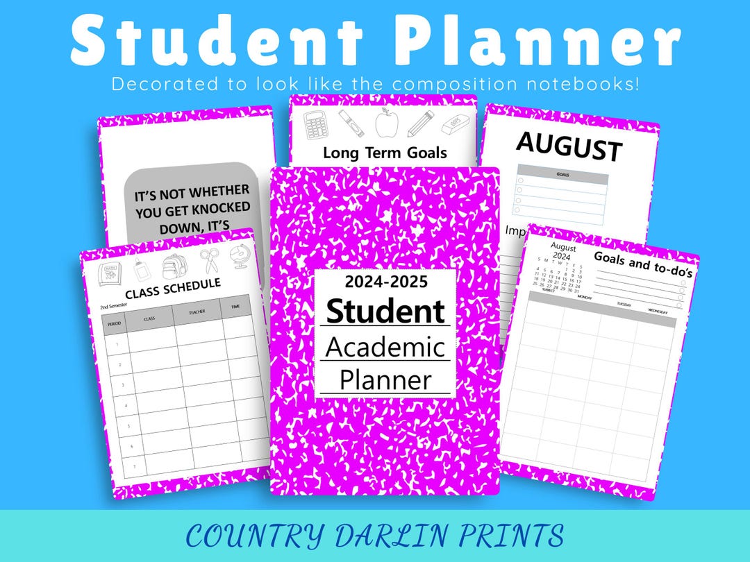 Student Planner Printable, Student Organizer, Back to School 2024-2025 ...