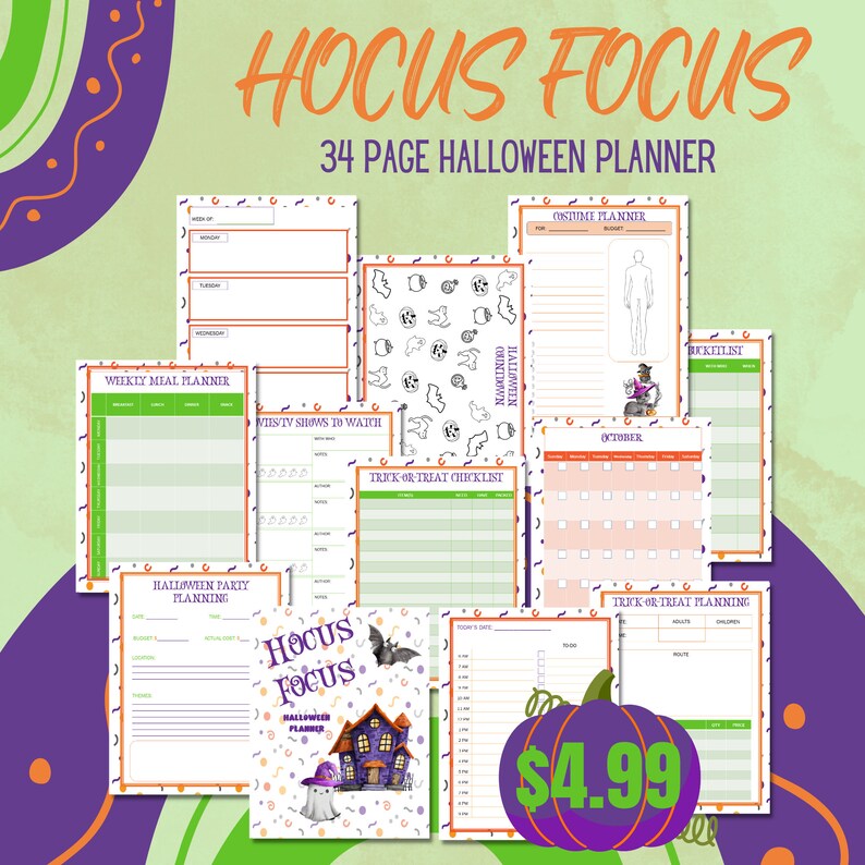 Halloween Planning Kit Printable, Trick or Treat Printable, Costume ...