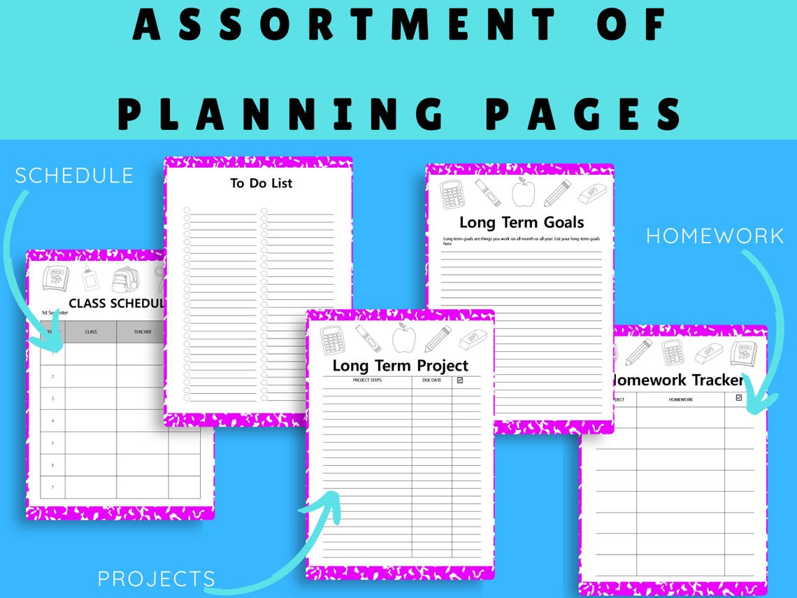 Student Planner Printable, Student Organizer, Back to School 2024-2025 ...