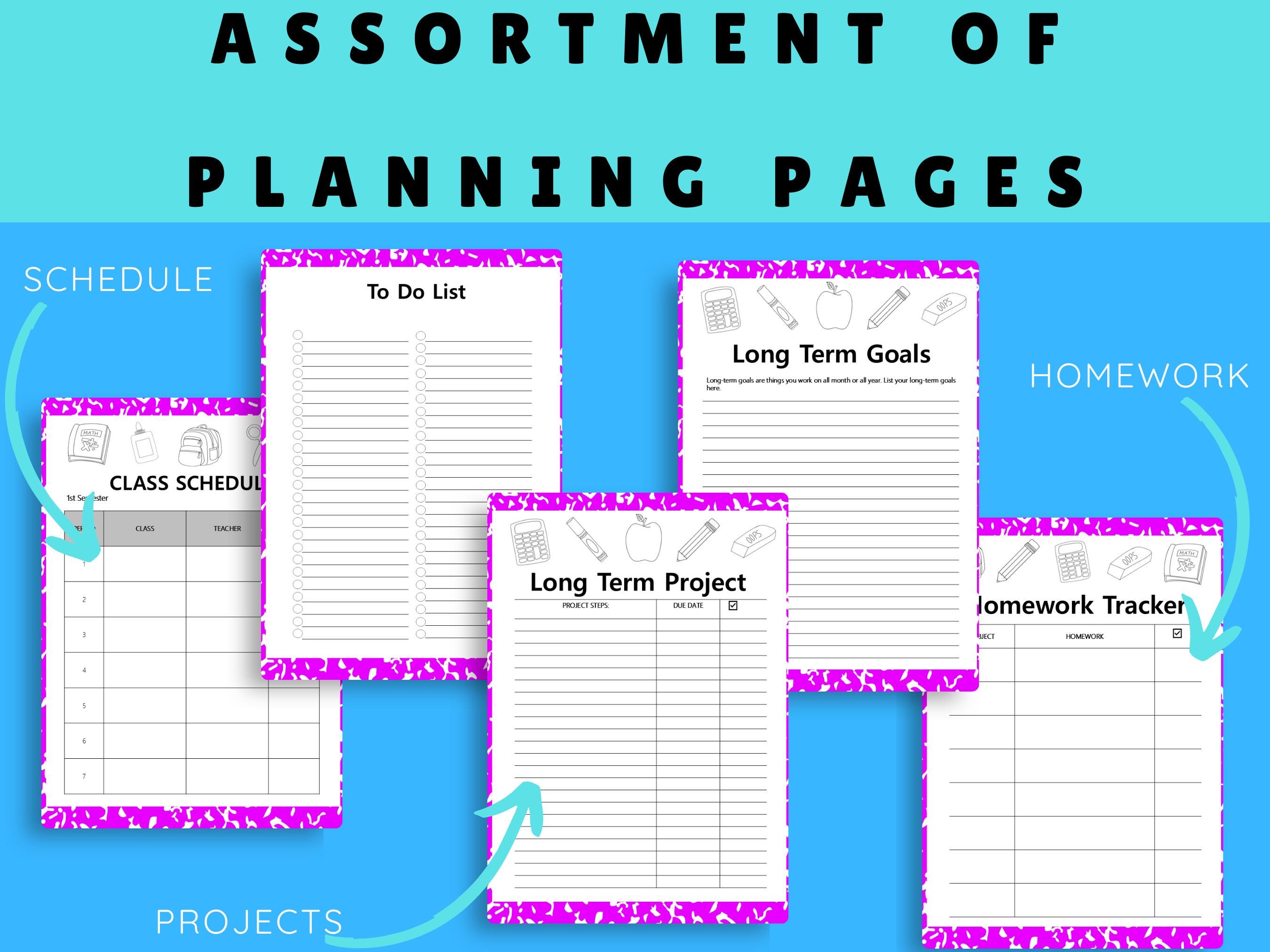Student Planner Printable, Student Organizer, Back to School 2024-2025 ...