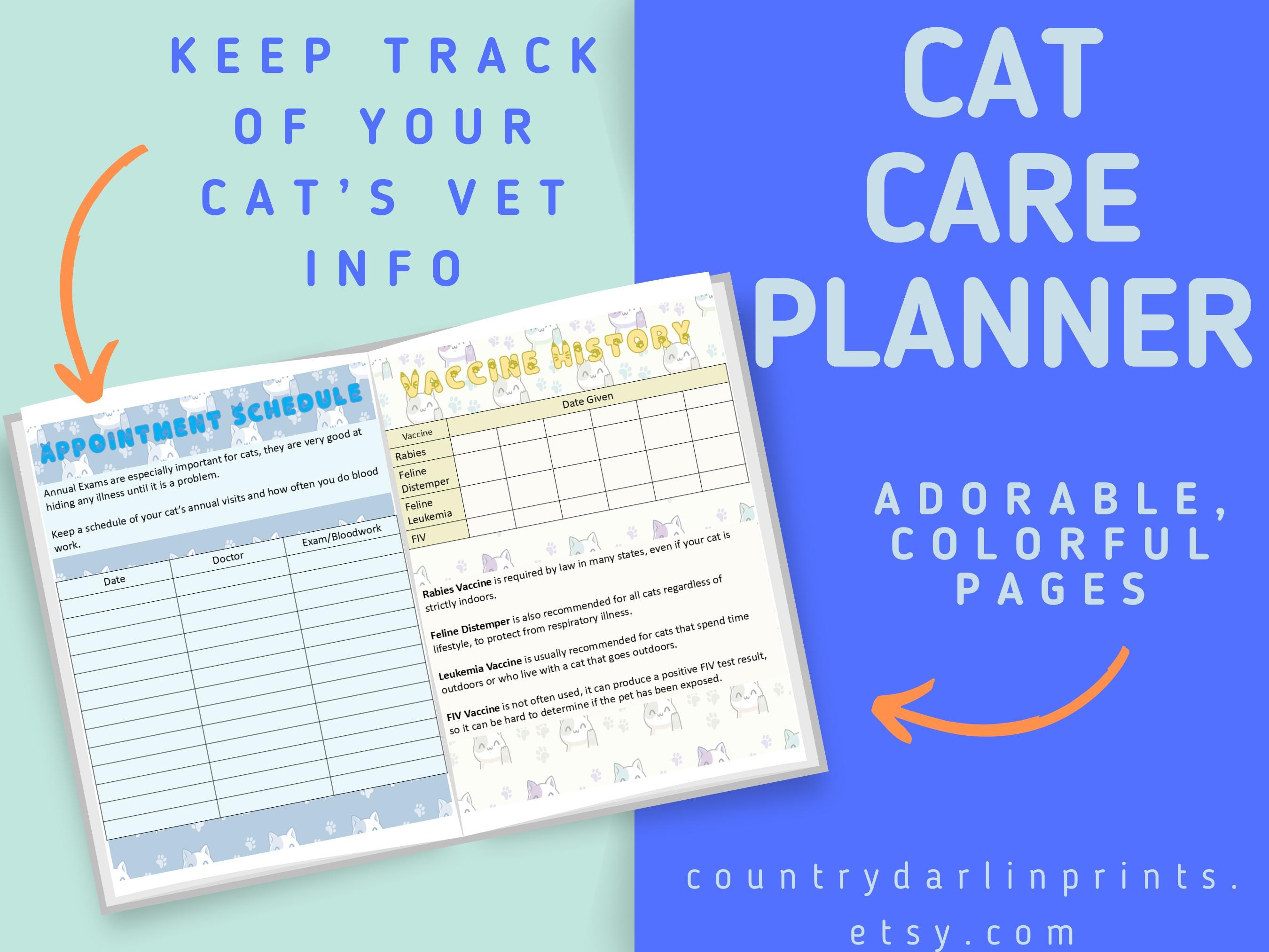 Cat Care Planner; Cat Food Tracker; Pet Care Organizer; Pet Health ...