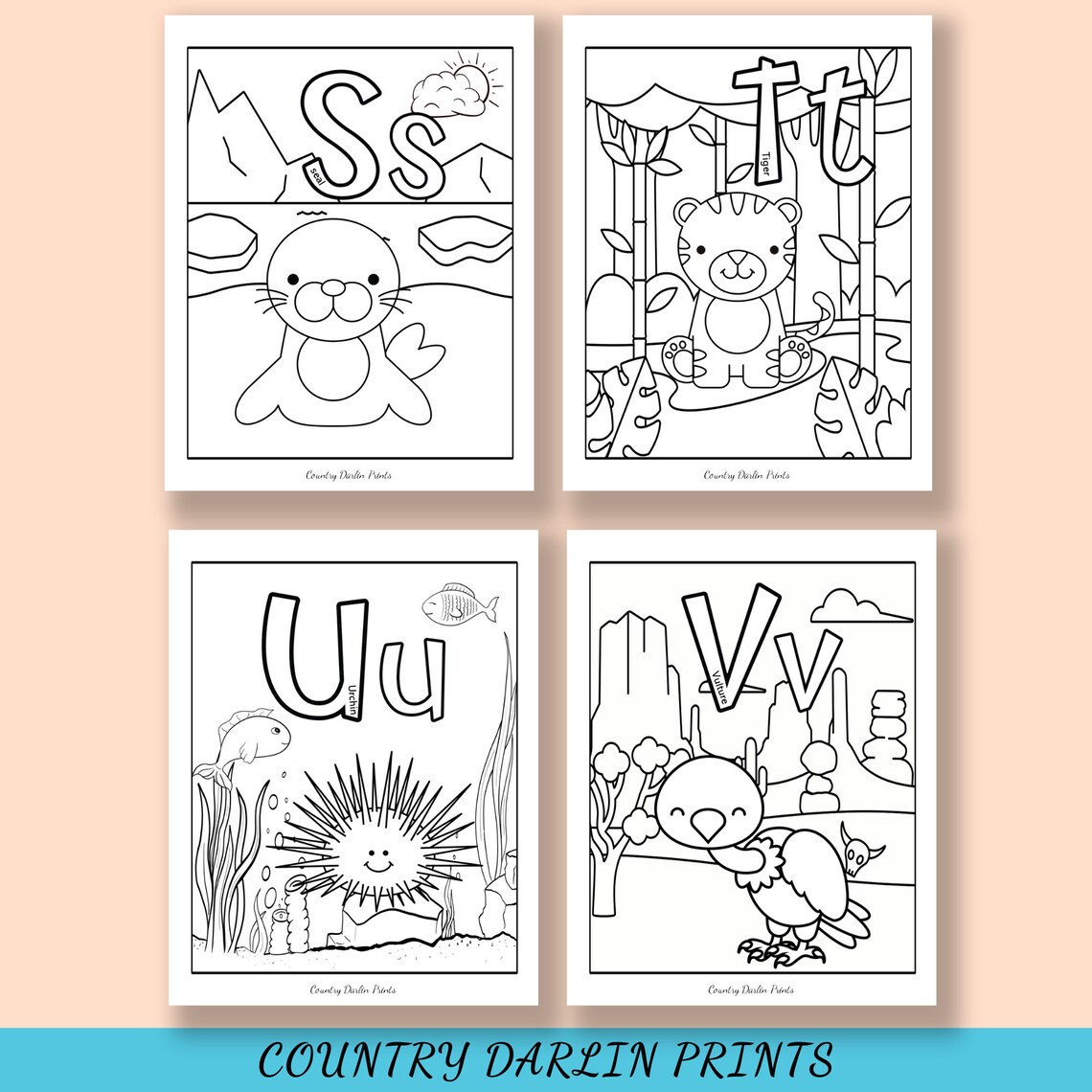 Alphabet Coloring Book, Printable ABC, Kids Activity Book, Coloring ...