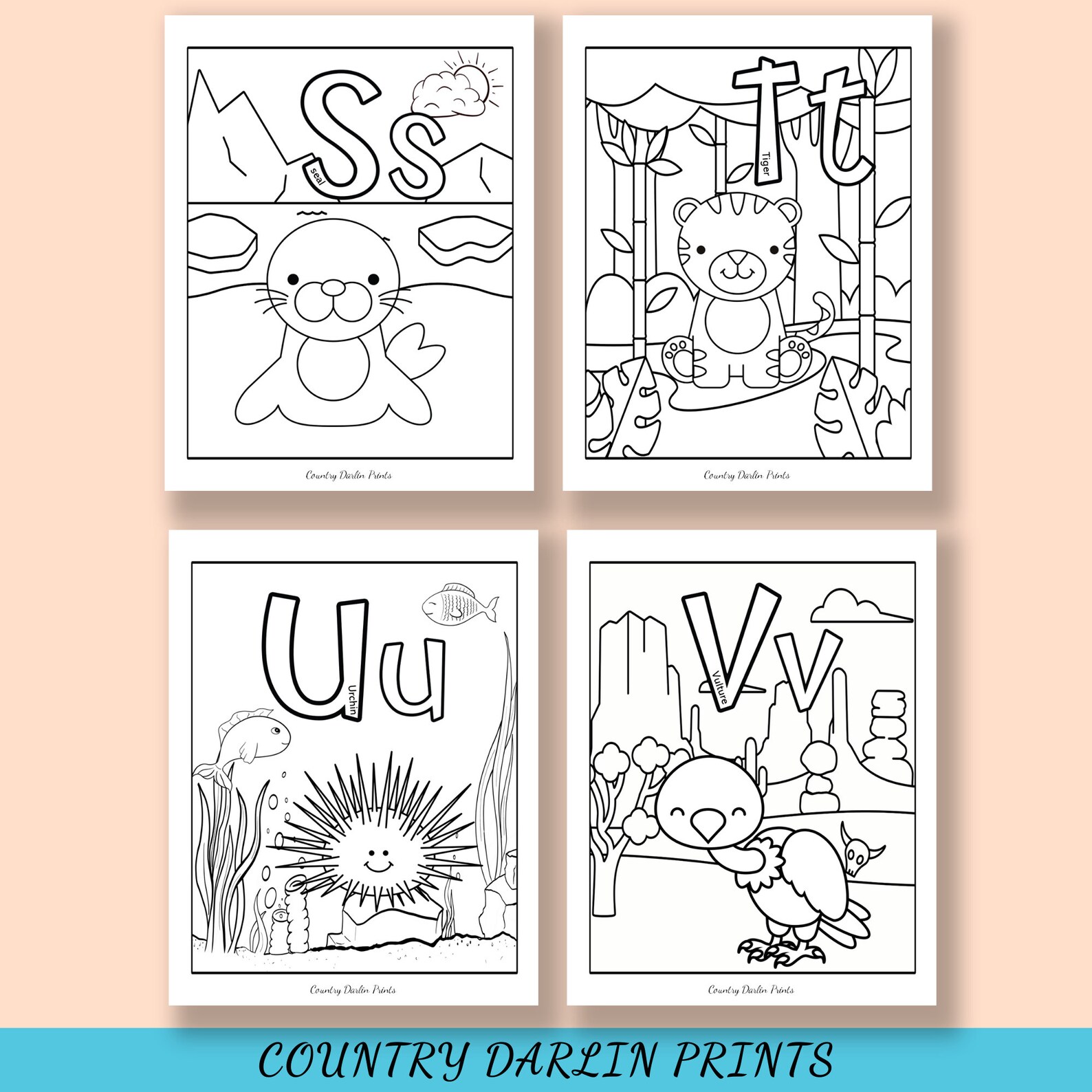 Alphabet Coloring Book, Printable ABC, Kids Activity Book, Coloring ...
