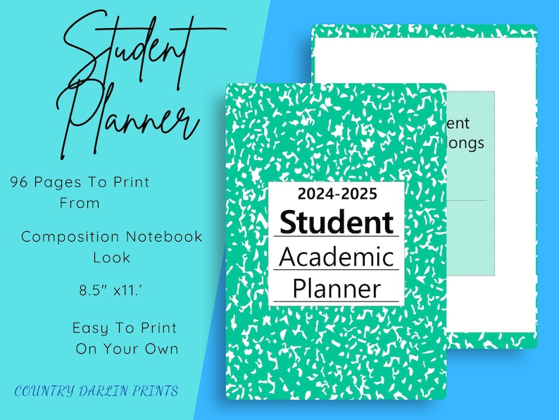 2024-2025 Student Printable Planner, Homework Tracker, Academic Agenda ...