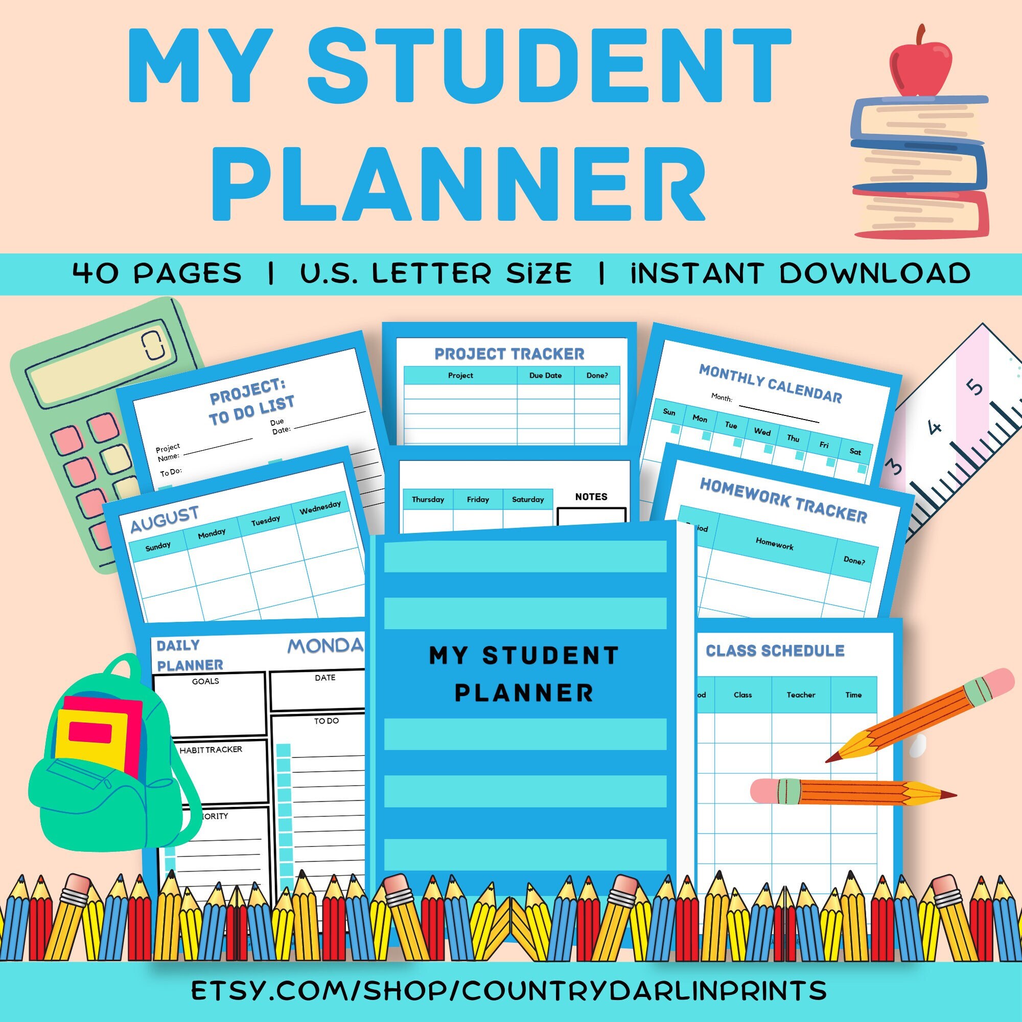 Student Planner 2024-2025, Student Planner Printable, Undated Student ...