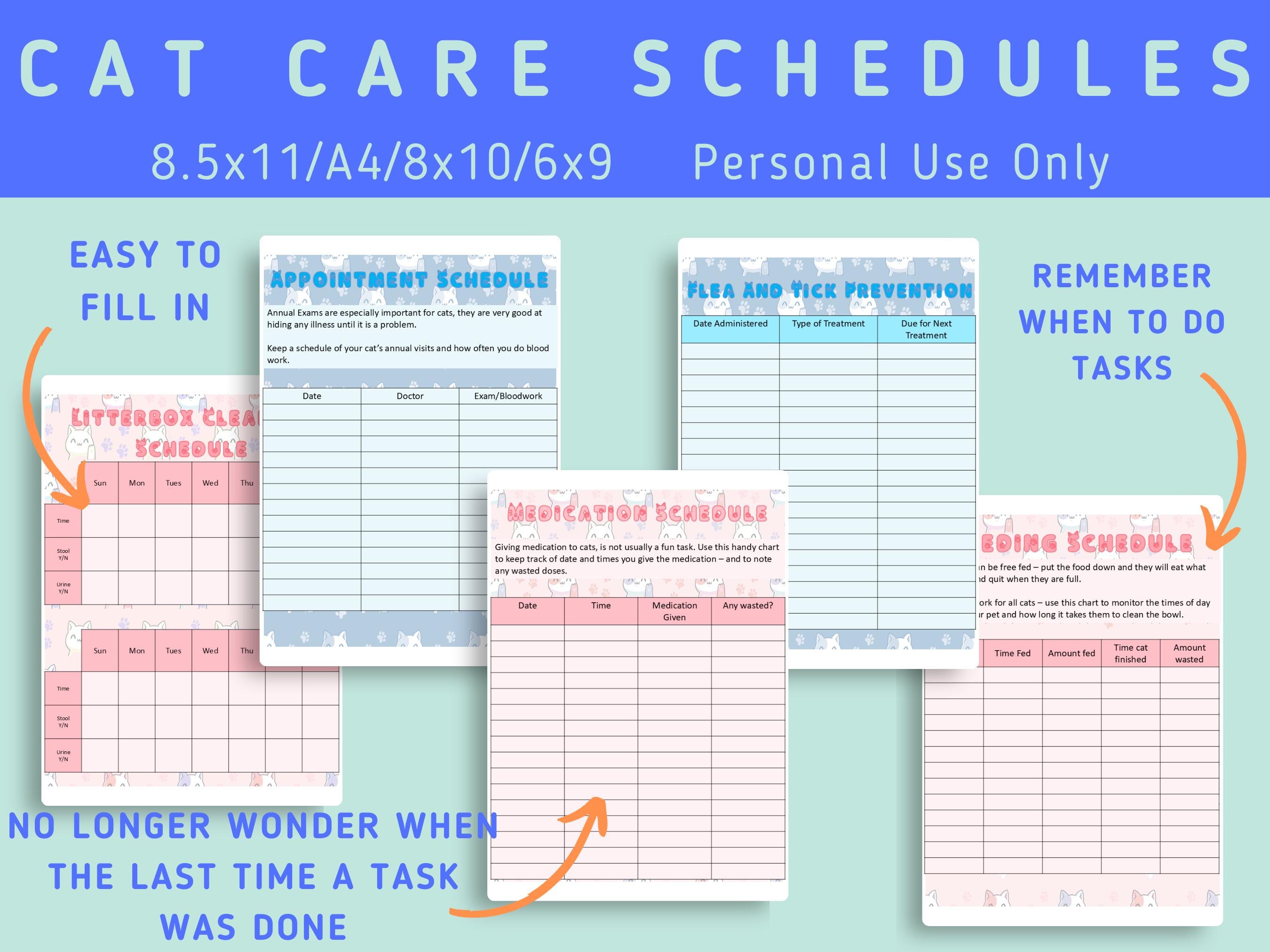 Cat Care Planner; Cat Food Tracker; Pet Care Organizer; Pet Health ...