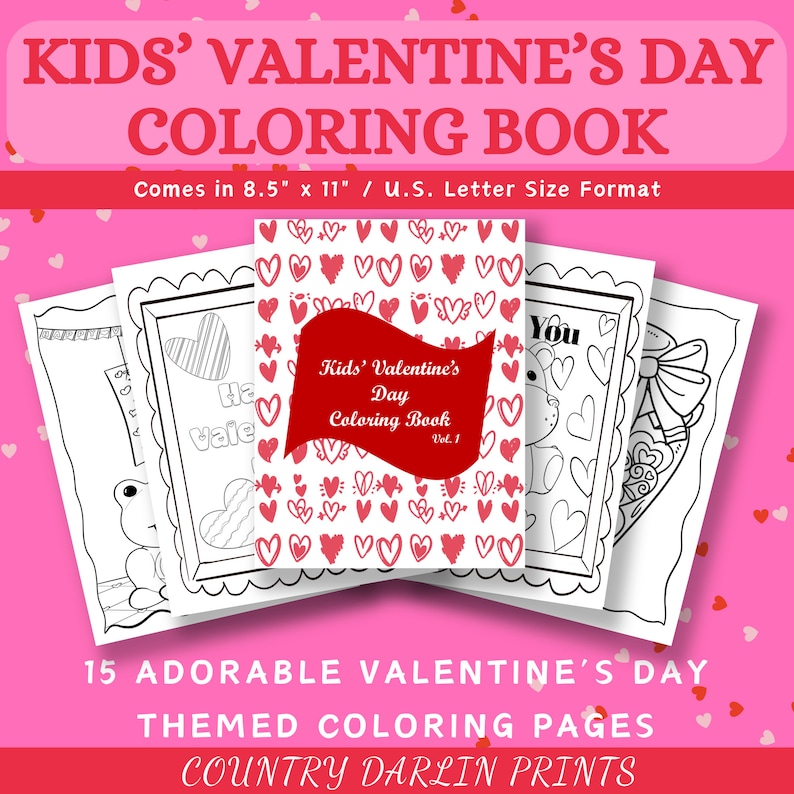Kids Printable Valentines Coloring Book, Valentines Day, Printable ...