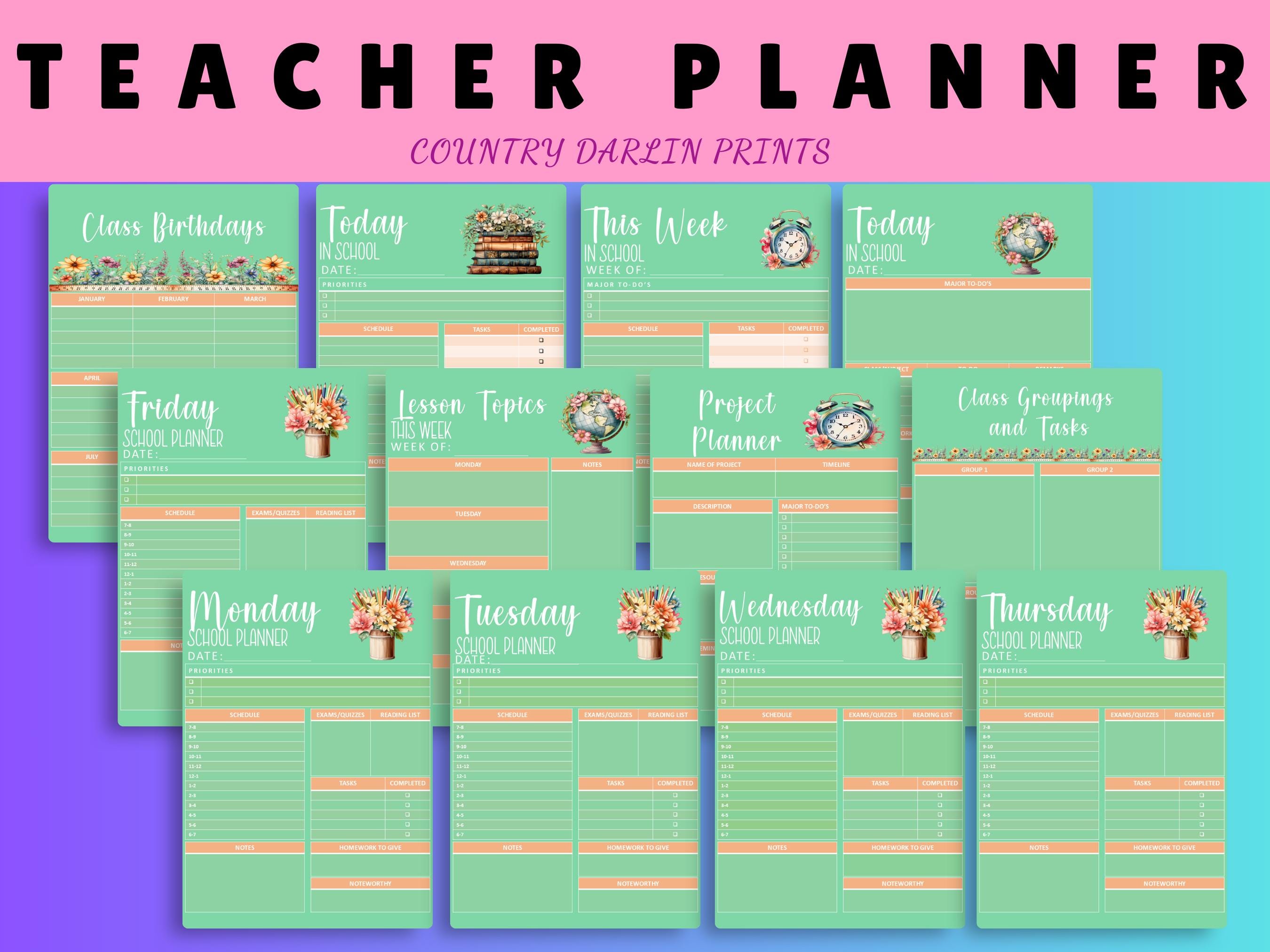 Teachers Planner Printable, Lesson Planning Book, Teacher Organizer ...