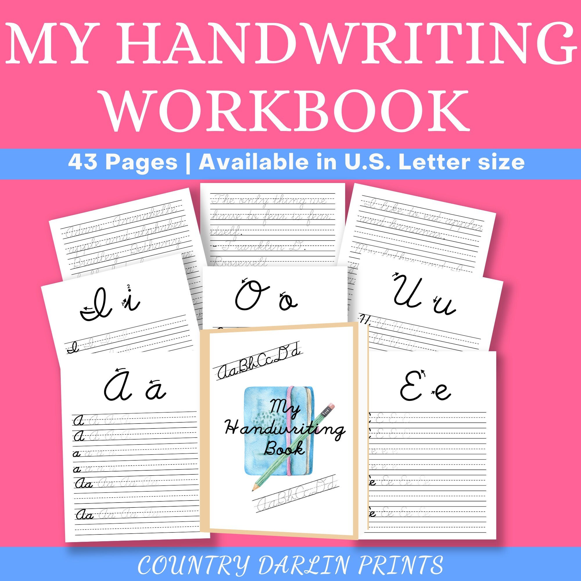 Cursive Handwriting Practice Book, Learn to Write Cursive, Alphabet ...