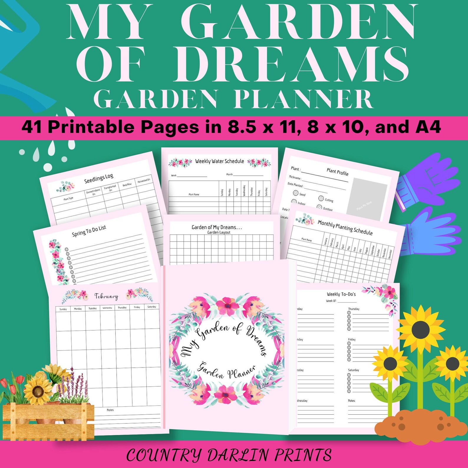 Garden Planner Printable Bundle Garden Journal and Planner - Etsy