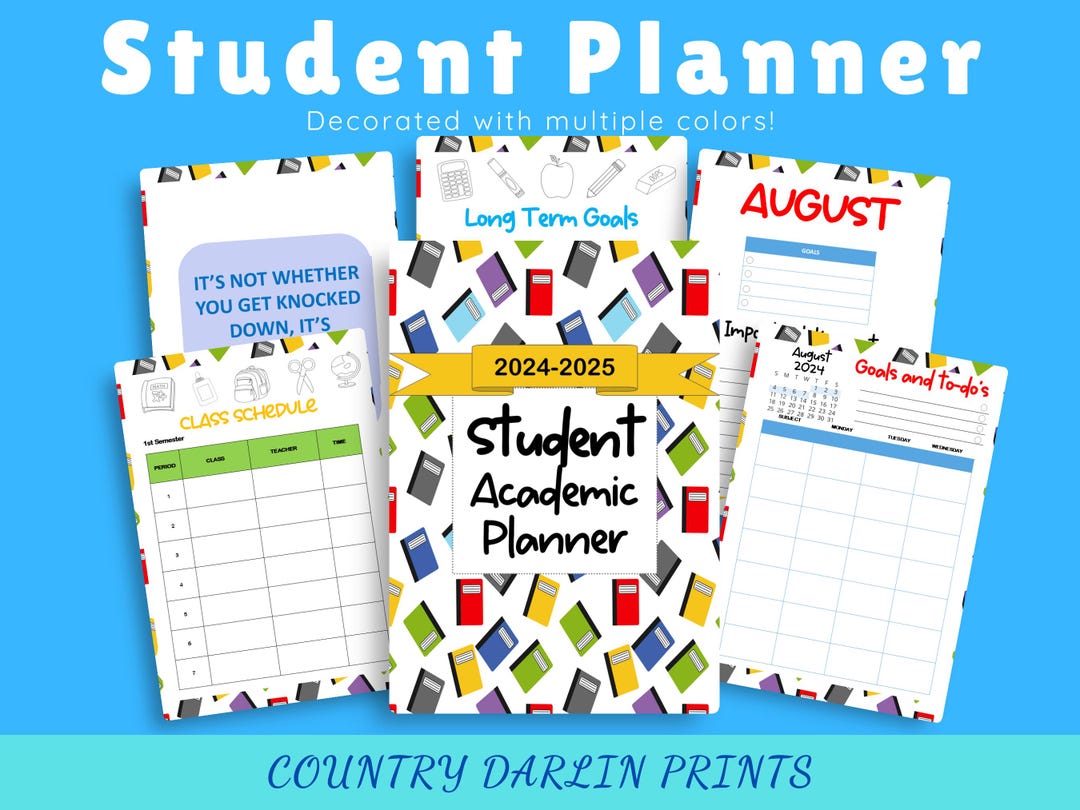 Student Printable Planner, 20242025 School Planner, Assignment Tracker ...