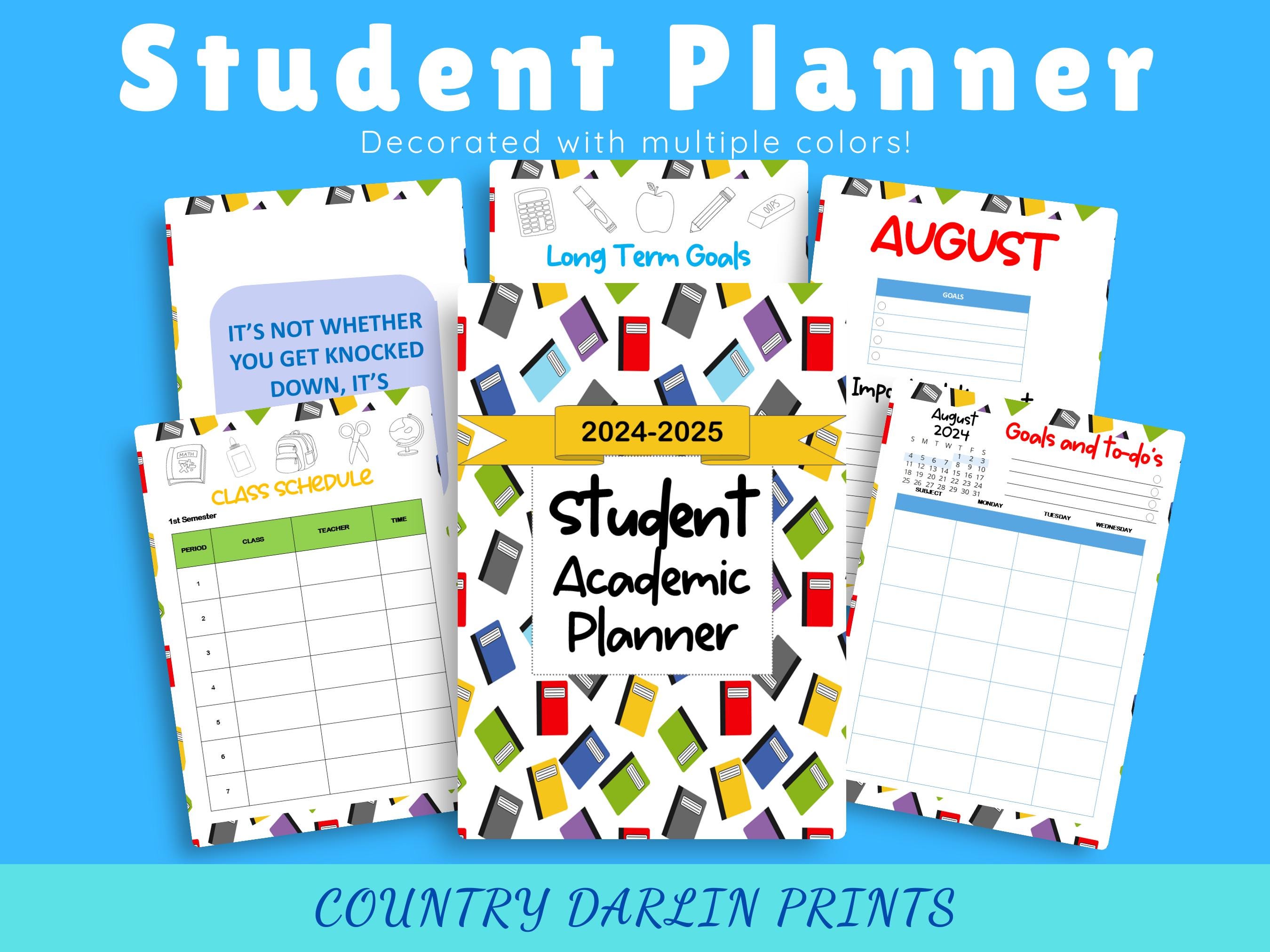 Student Printable Planner, 20242025 School Planner, Assignment Tracker ...