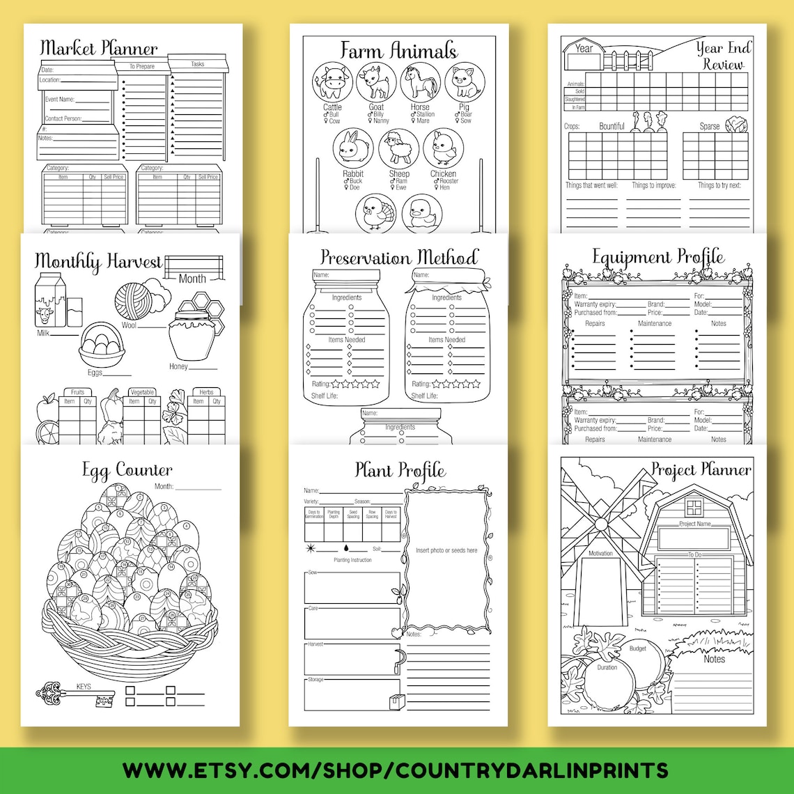 Homestead Planner Coloring Pages, Gardening Planner, Instant Download ...