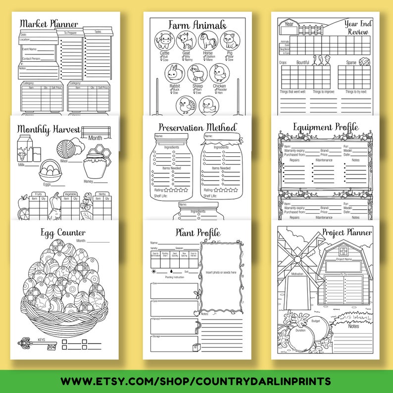Homestead Planner Coloring Pages, Gardening Planner, Instant Download ...