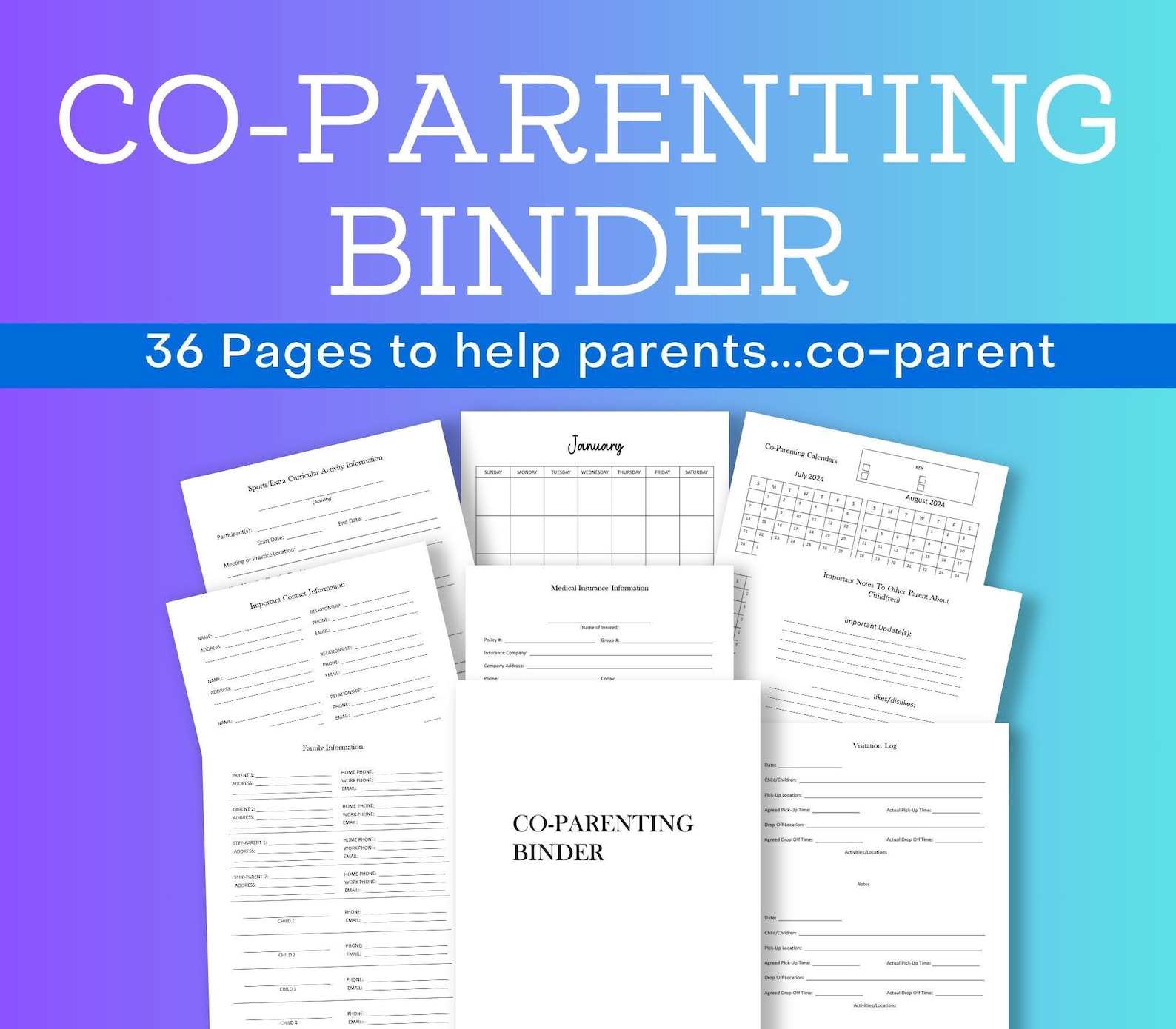 Coparenting Binder, Shared Custody Planner, Co Parenting Log, Parent ...
