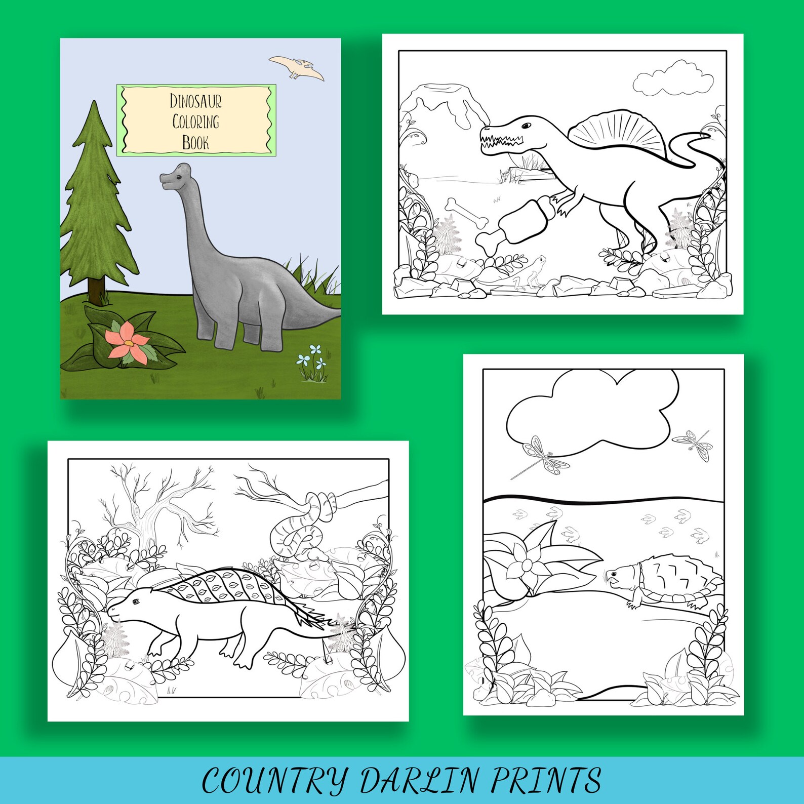 Dinosaur Coloring Book PDF, Childrens Books, Dinosaur Activity ...