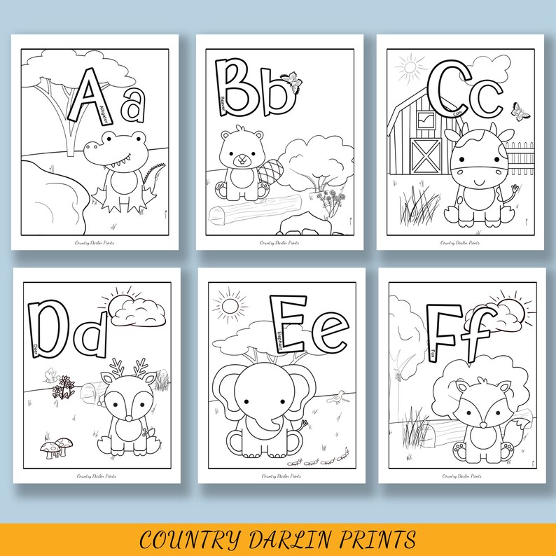 Personalized ABC Coloring Book, Kids Activity Book, Animal Coloring ...