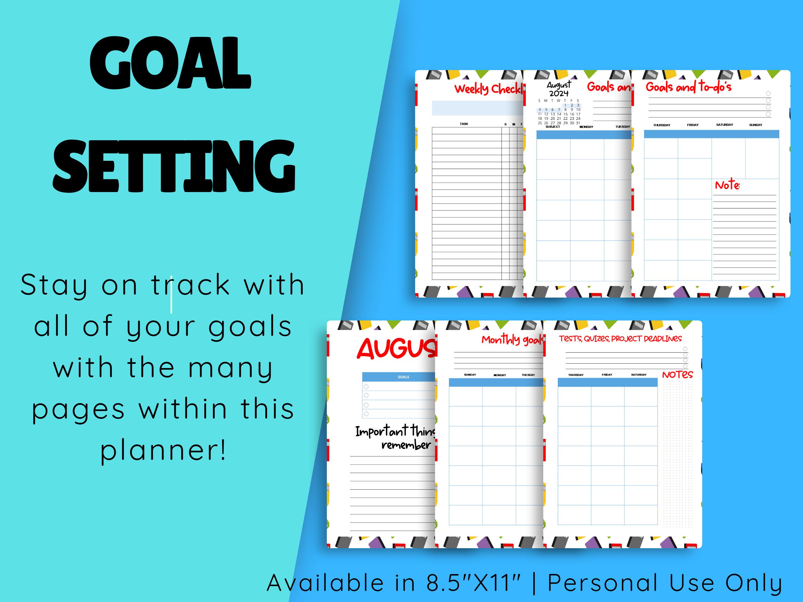 Student Printable Planner, 20242025 School Planner, Assignment Tracker ...