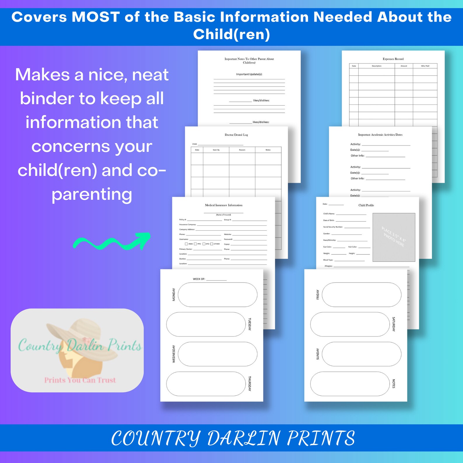 Coparenting Binder, Shared Custody Planner, Co Parenting Log, Parent ...