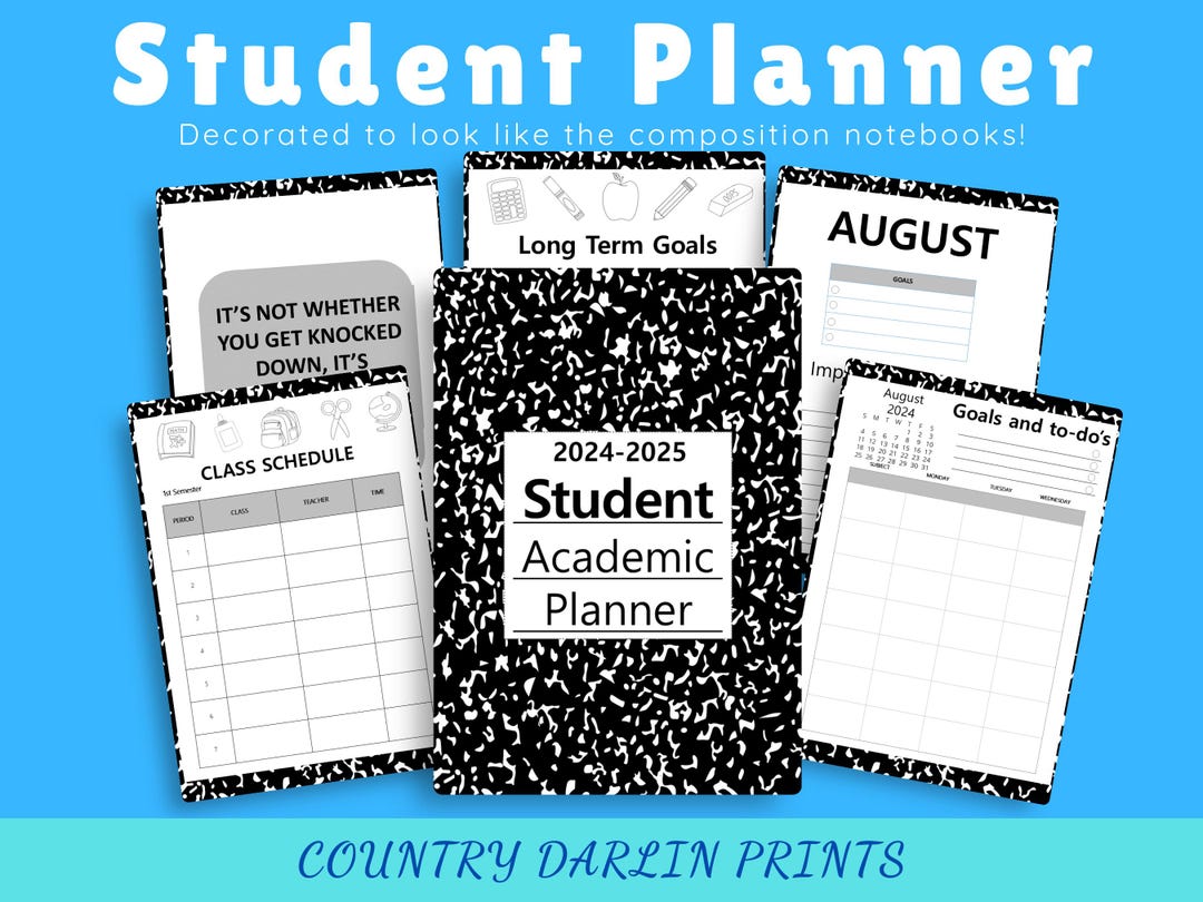 2024-25 Student Printable Planner, School Planner, Assignment Tracker ...