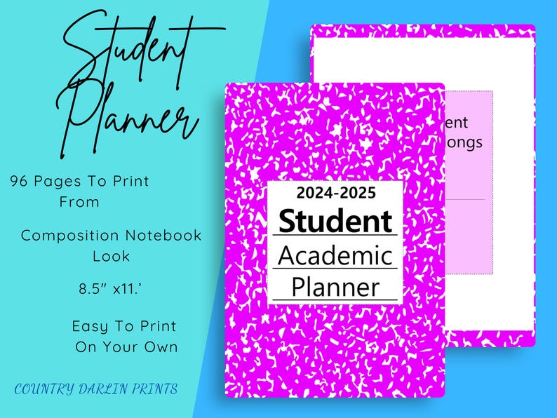 Student Planner Printable, Student Organizer, Back to School 2024-2025 ...