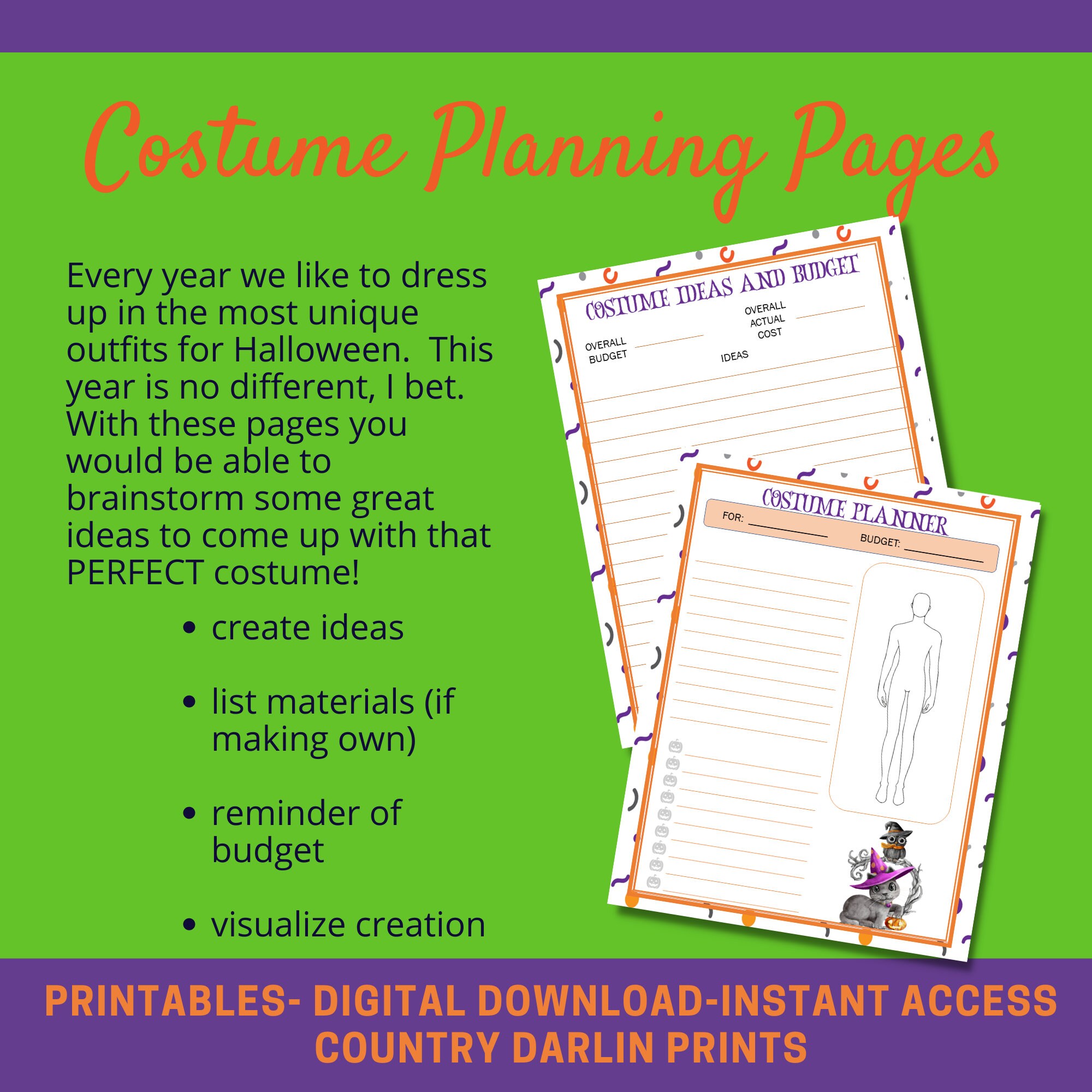 Halloween Planning Kit Printable, Trick or Treat Printable, Costume ...